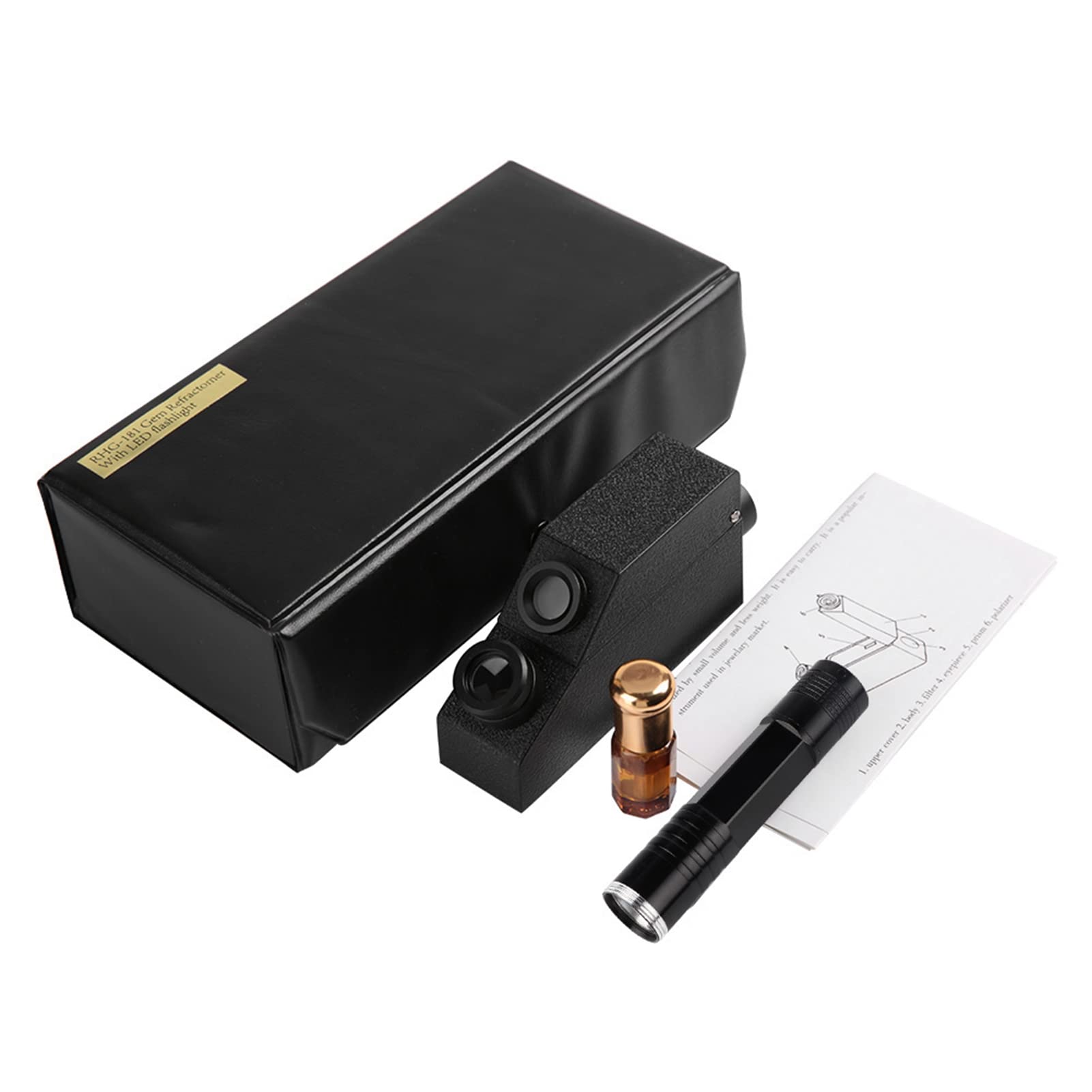 Leftwei Gem Refractometer, Professional Gemstone ldentification Gem Refractometer Refractive Index Meter Jewelry Test Tool with 3 ML Reflective Index Fluid for Gemologists, Jeweler