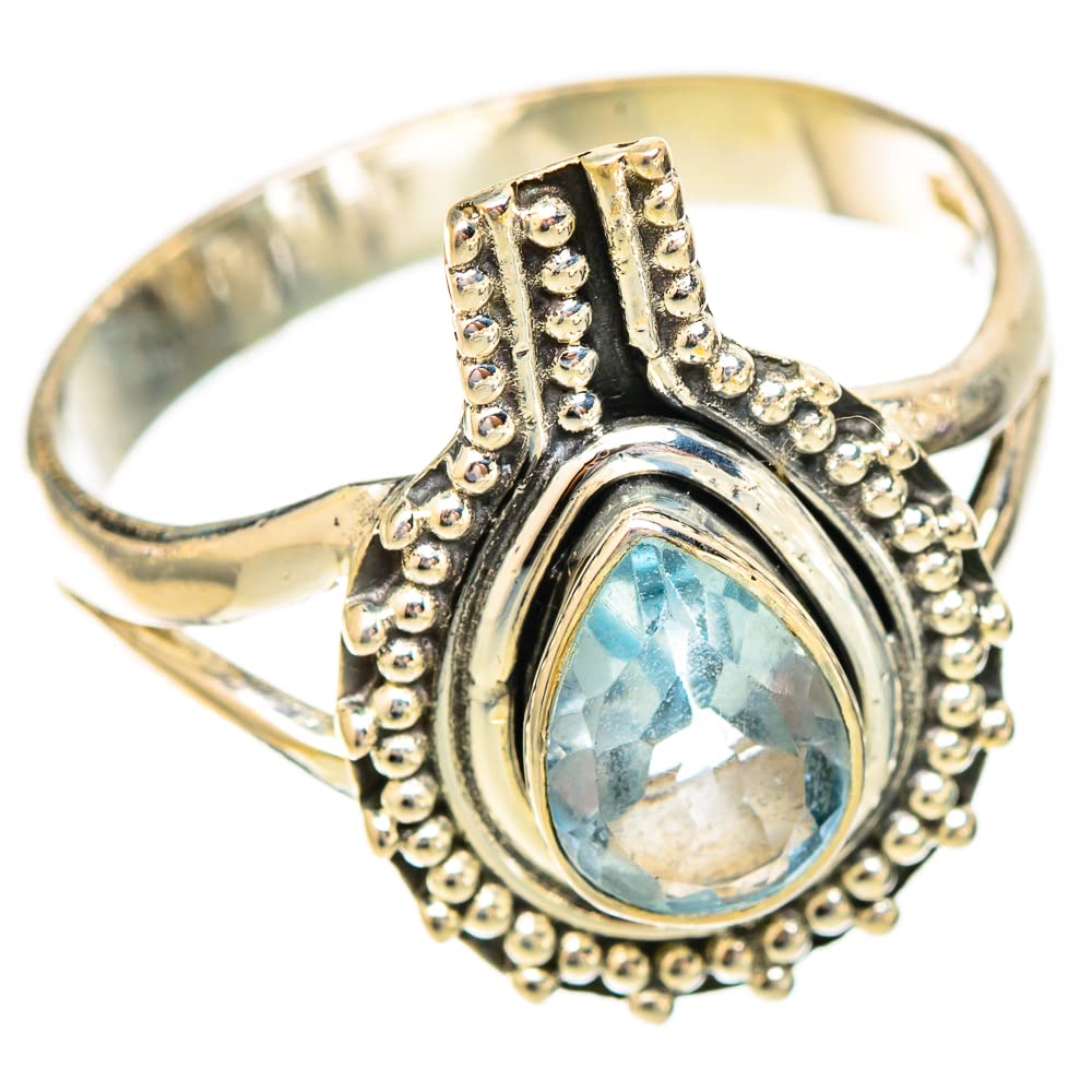 Ana Silver Co Blue Topaz Ring Size 9.5 (925 Sterling Silver) - Handmade Jewelry, Bohemian, Vintage RING121678