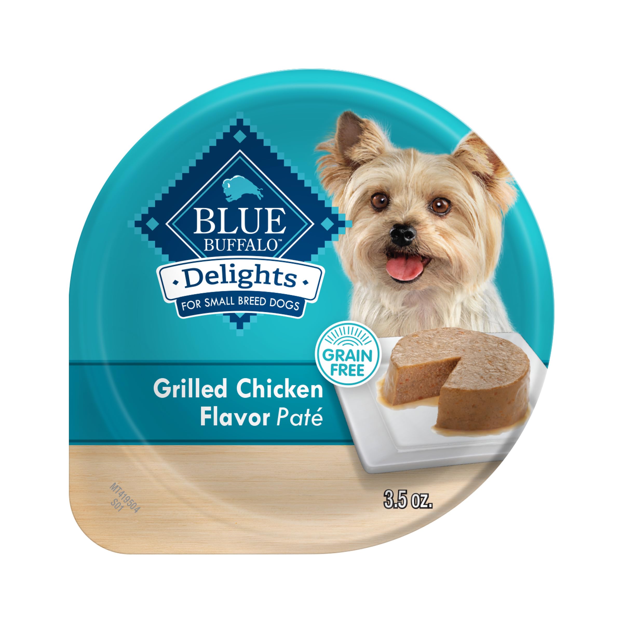 Blue Buffalo Delights Natural Adult Small Breed Wet Dog Food Cups, Pate Style, Grilled Chicken Flavor in Savory Juice 3.5-oz (Pack of 12)