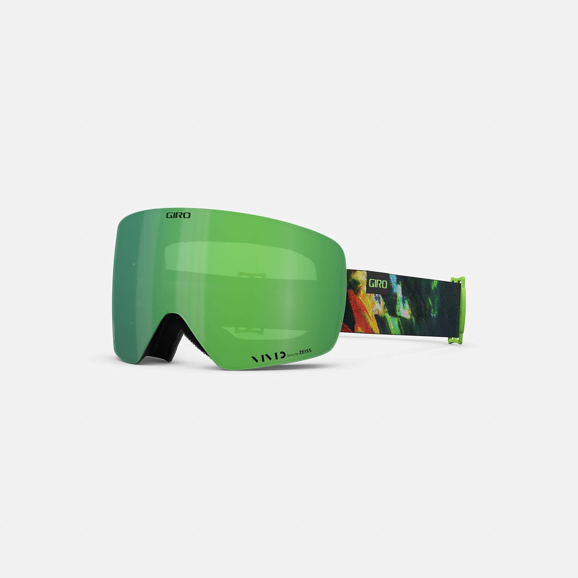 Giro Contour RS Asian Fit Ski Goggles - Snowboard Goggles for Men & Women - Green Data Mosh Strap with Vivid Emerald/Vivid Infrared Lenses