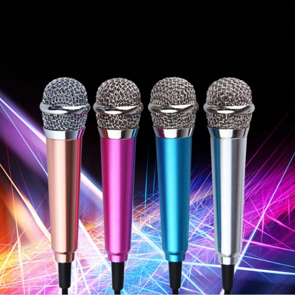 areclern 3.5mm Audio Connector,Singing Mic Equipment,Beautiful Vocal Quality,Mini Type Space Saving,Mini Microphone,Metal Frothing Process,Suitable for Laptop, Phone Golden