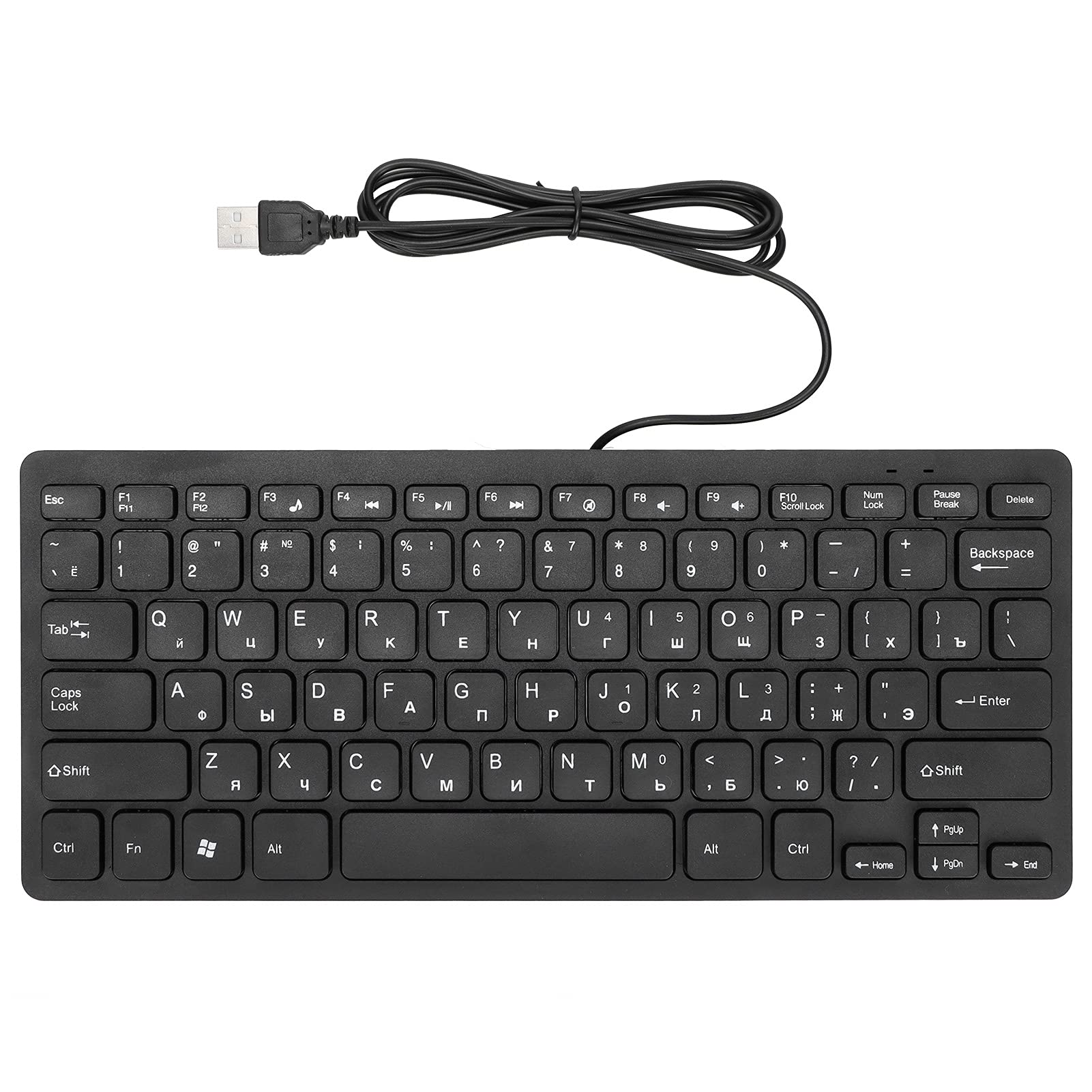 Asixxsix Wired USB Keyboard, Ergonomic Design 78 Keys Mechanical Keyboard Wired Computer Keyboard Gaming Keyboard Black Keyboard for PC Laptops Notebook Computer, Plug and Play (Russian)