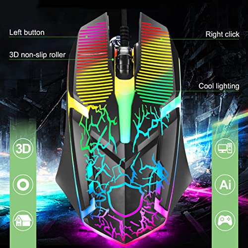 areclern Gaming Keyboard and Mouse Combo 104 Keys Wired Mechanical Keyboard RGB LED Backlit Keyboard Gaming Mouse for Home, Office Black