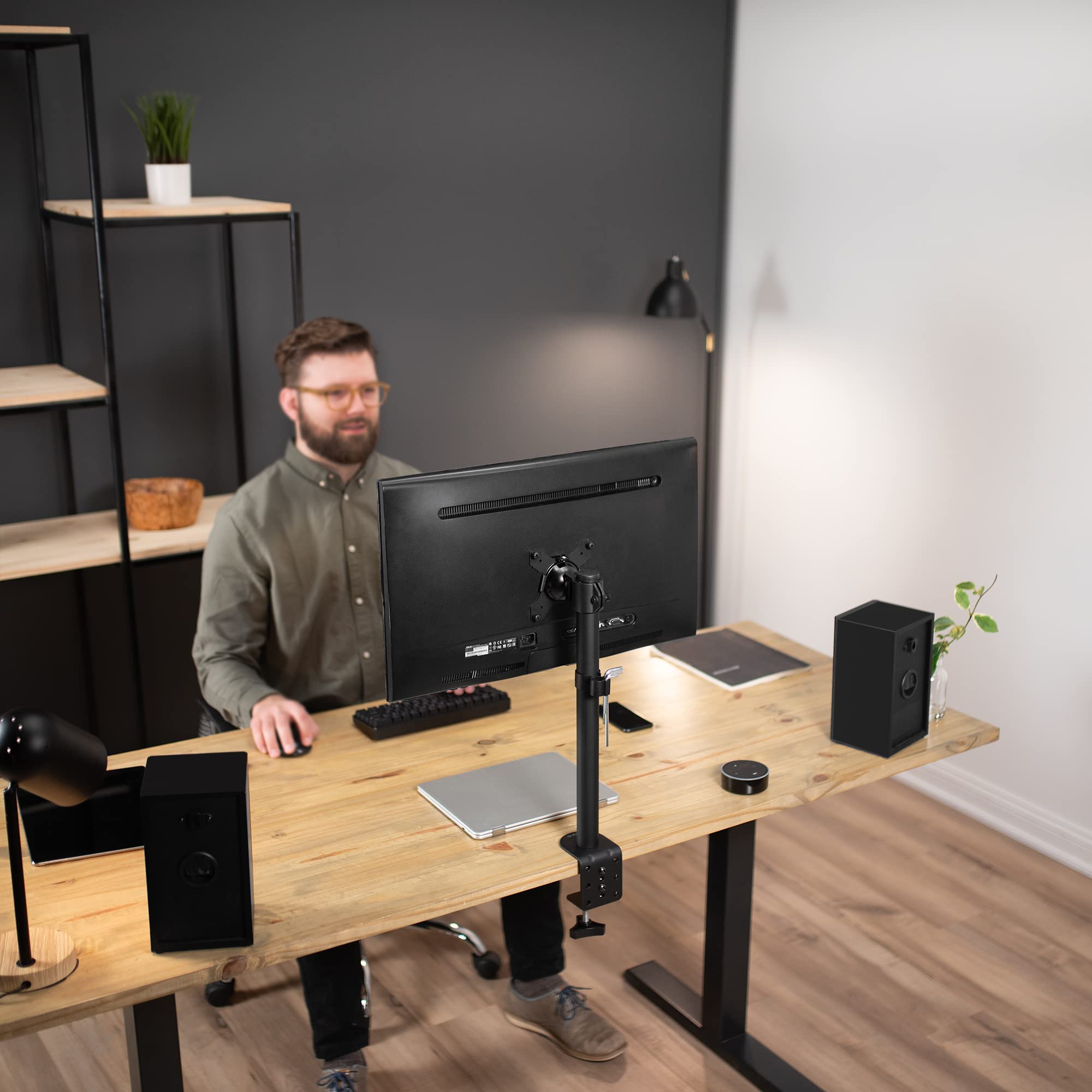 VIVO Single Ultrawide Monitor Fully Adjustable Desk Mount Stand for 1 LED LCD Ultra-Wide Screen up to 38 inches, STAND-V101A