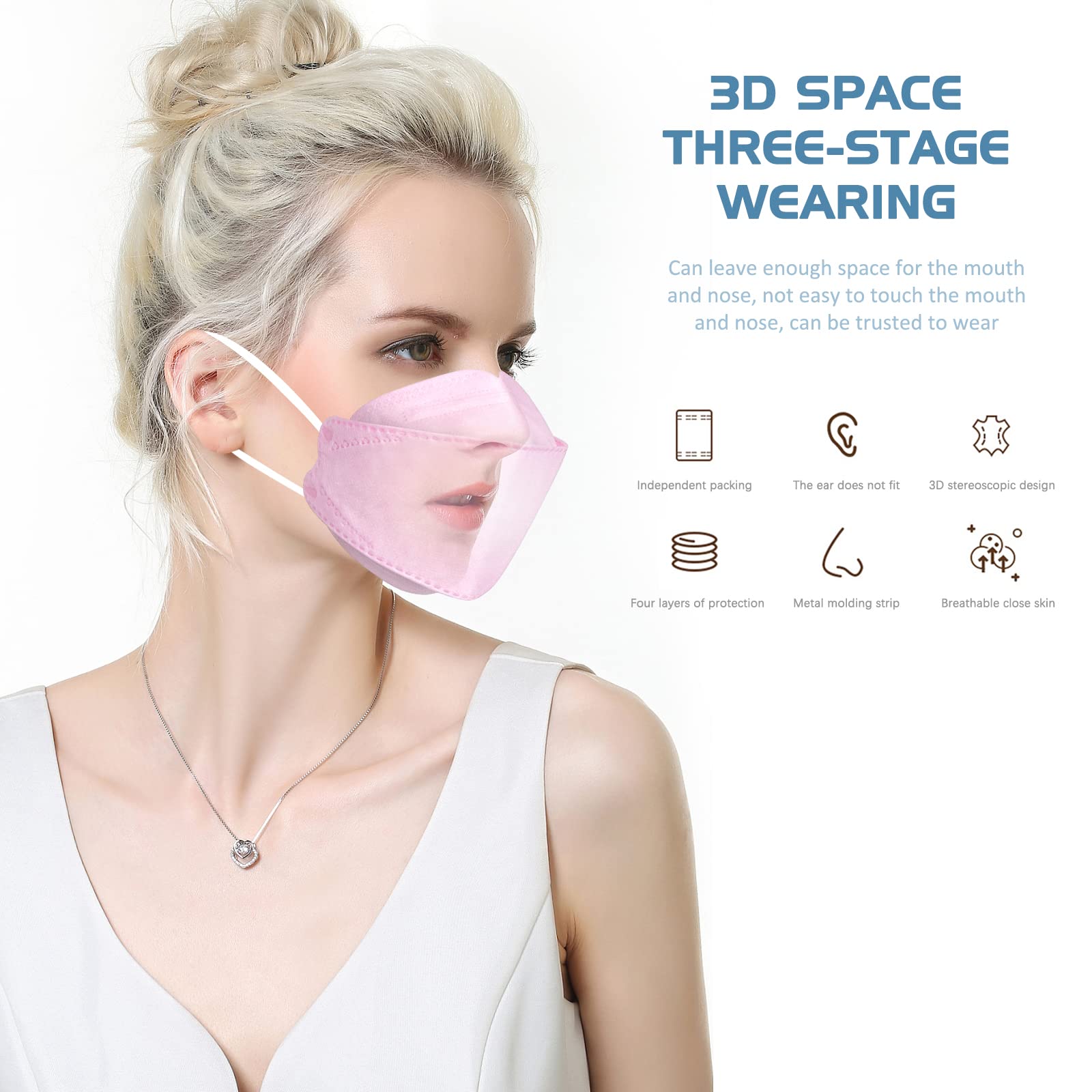 LOGAO 60 individually packaged adult disposable KF94 black + white masks.