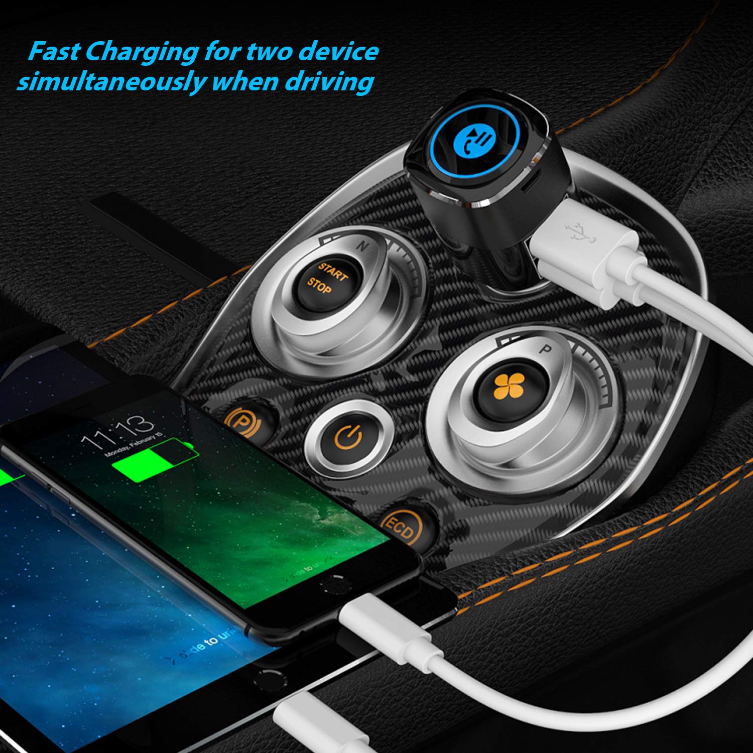 Esky Bluetooth Receiver for Car, 3.5mm Aux Bluetooth Car Adapter, Bluetooth 5.0 Wireless Car Audio Stereo Kits with Hands-Free Call, Dual 2.4A USB Ports Car Charger - US Patent No. US 10,272,845 B2