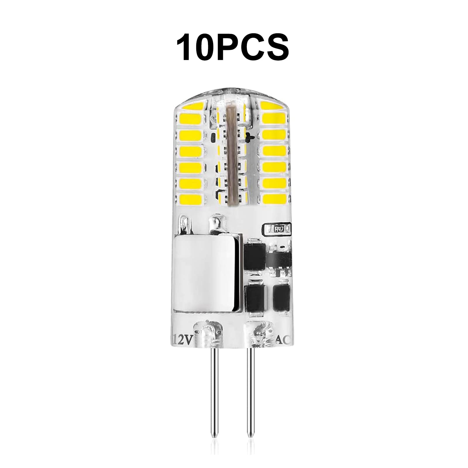 AHPIDND G4 Led Bulb 12V 3W : No Flicker JC Bi-Pin Base Light Bulbs with No Dimmable T3 Halogen Bulb Replacement for Caravans & Cabinets & Car Dashboards & Chandeliers 10 pcs 6000K White