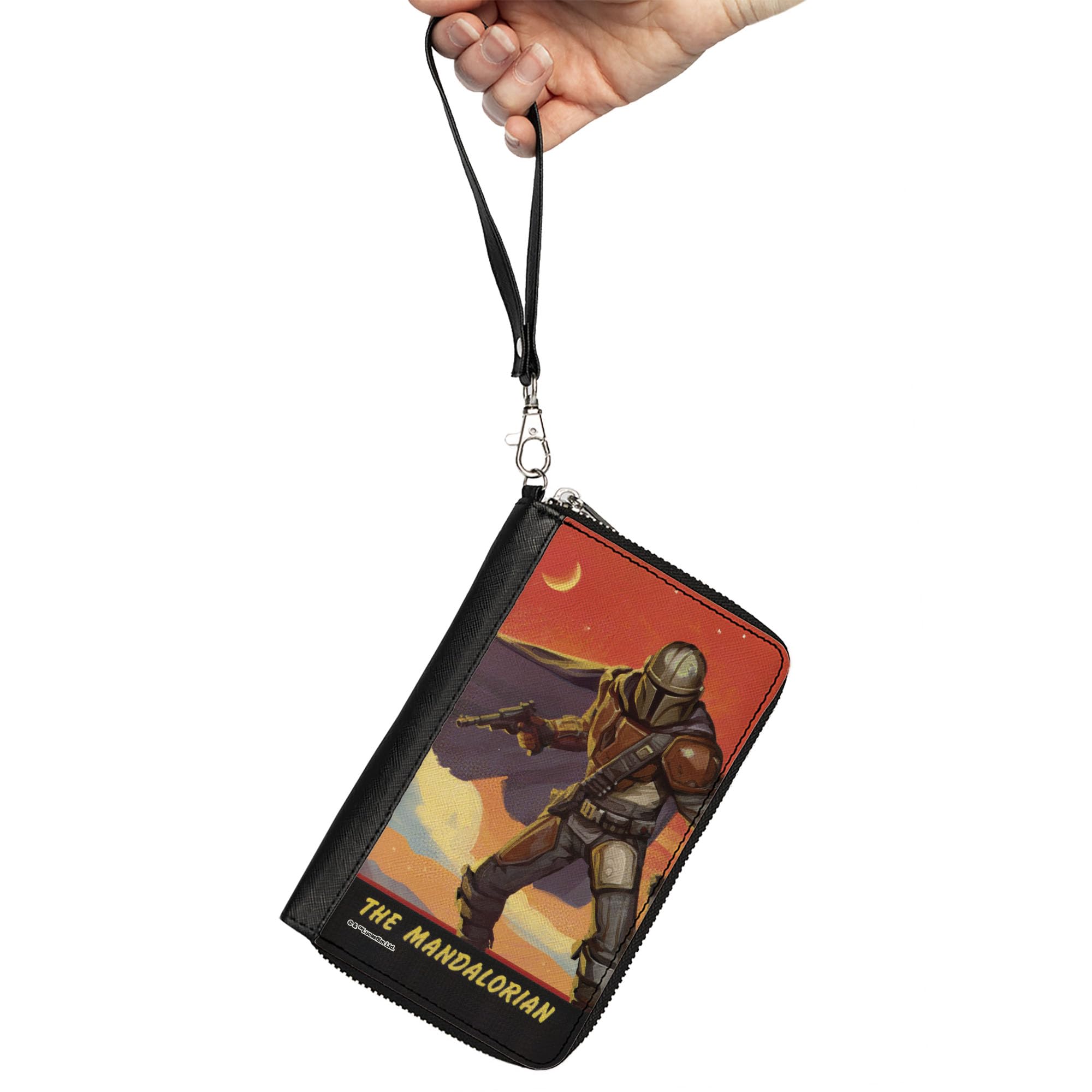 Buckle-Down Women's PU Zip Around Wallet Rectangle-Star Wars The Mandalorian, 7.5"x4.5"