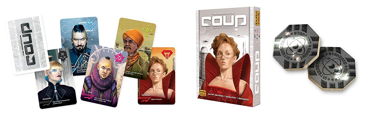 Coup Game Bundle Including Coup (The Dystopian Universe) and Coup Reformation Expansion by Indie Boards and Cards (2 Items)