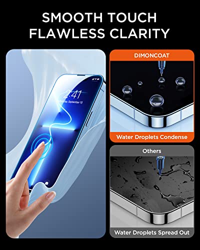 DIMONCOAT 4-PACK Privacy Screen Protector Compatible iPhone 13 Pro Max/ 14 Plus 6.7''[Auto Alignment Kit] [10X Military Protection] iPhone 13 Pro Max / 14 Plus Diamonds Hard Tempered Glass [Anti-Spy]