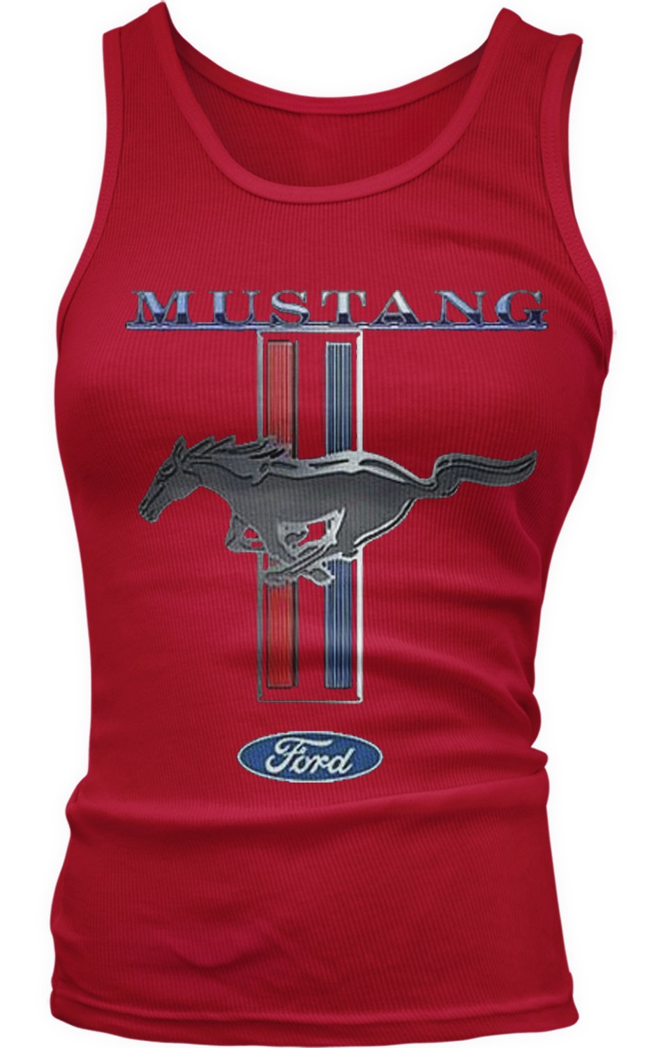 Amdesco Junior's Officially Licensed Ford Mustang Pony Emblem Tank Top, Red Large