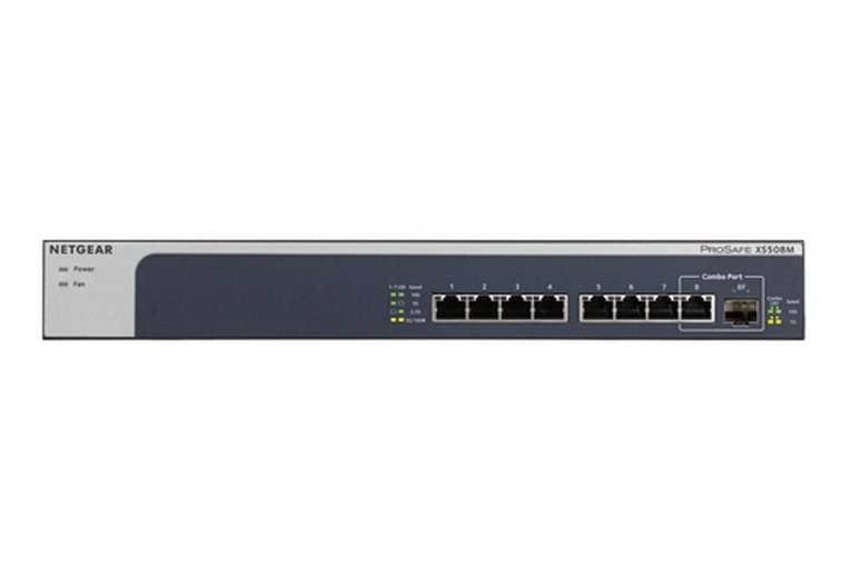 NETGEAR 8-Port 10G Multi-Gigabit Ethernet Unmanaged Switch (XS508M) - with 1 x 10G SFP+, Desktop/Rackmount, and ProSAFE Lifetime Protection, Black, Grey