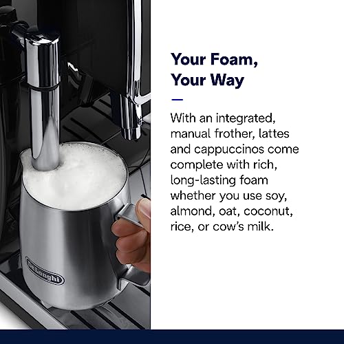 Dinamica Espresso Machine, Black - Automatic Bean-to-Cup Brewing, Built-In Steel Burr Grinder & Manual Frother - One-Touch Hot & Iced Coffee - Easy Cleanup