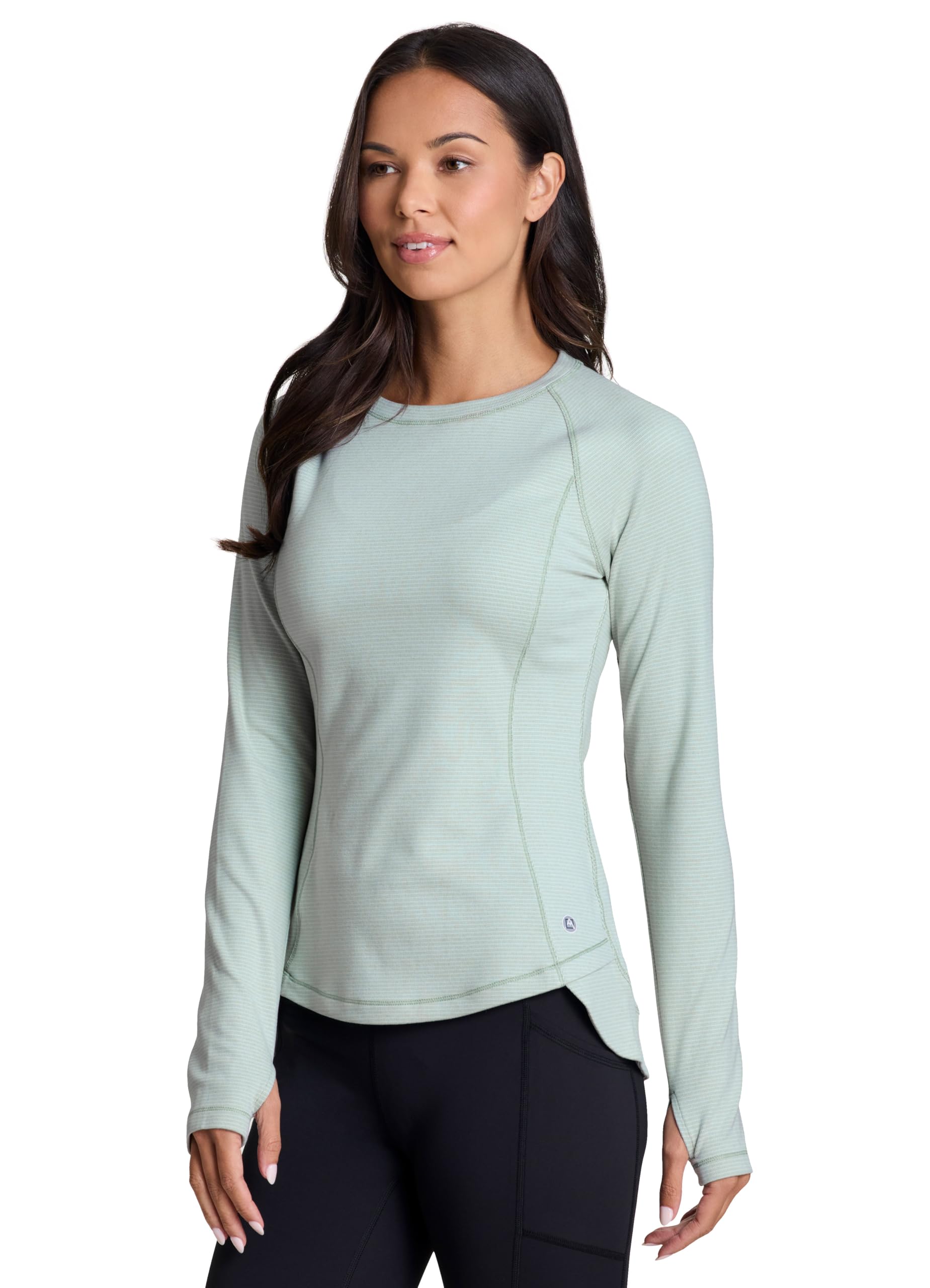 Avalanche Long Sleeve Tee for Women Super Soft Hiking Running Top Caramel Stripe L