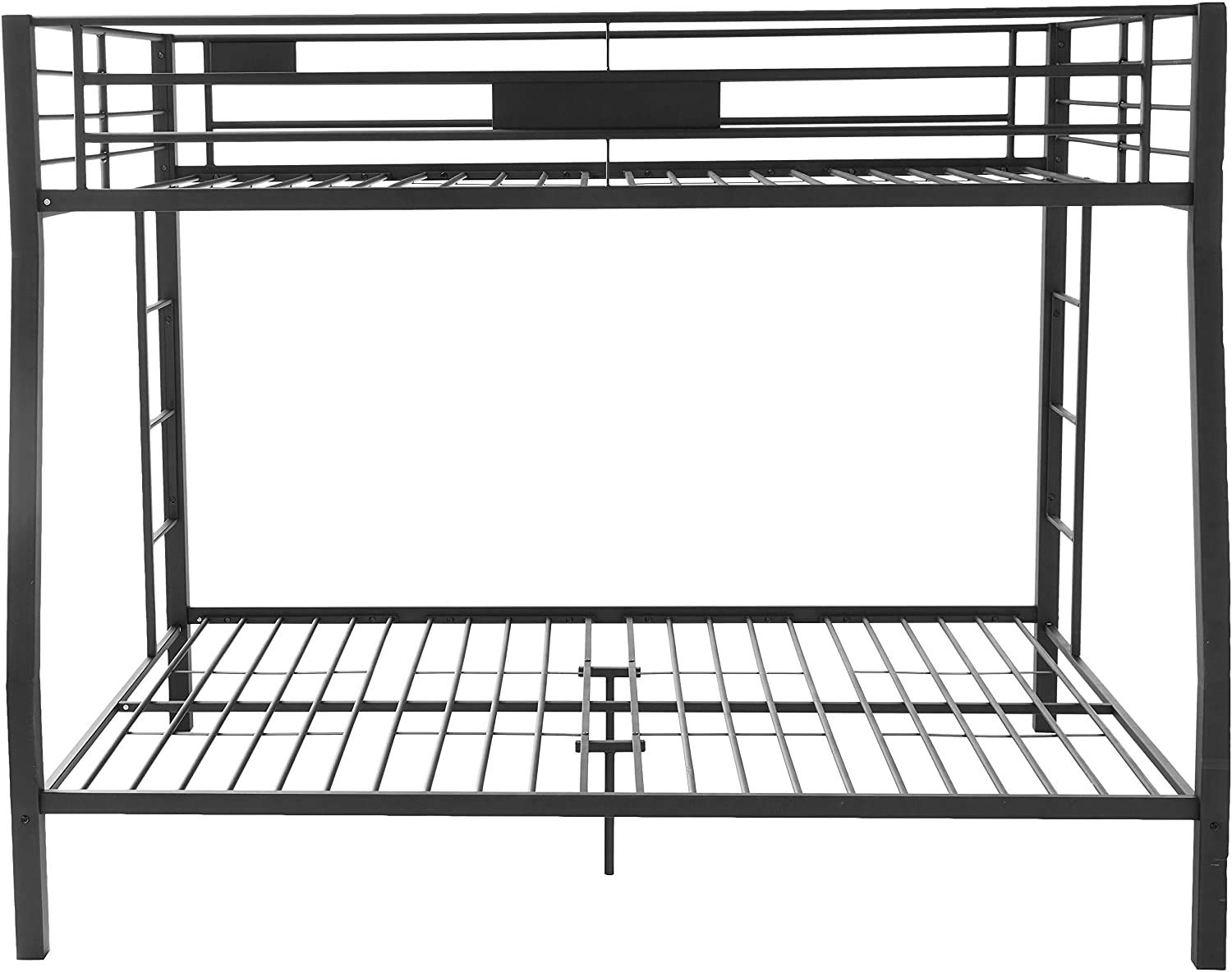 Bellemave Full XL Over Queen Metal Bunk Bed with 2 Ladders, for Kids Teens Adults - Sandy Black