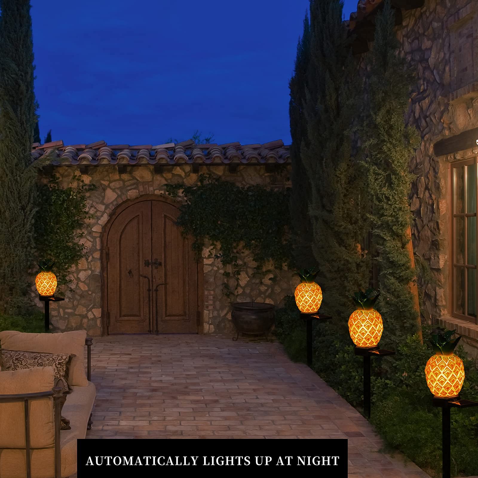 Garden Decor Solar Stake Lights,2 Pack Pineapple Stake Waterproof Landscape Lights,for Villa Garden Yard Lawn Patio House Park Garden Yard Pathway Outdoor Decor