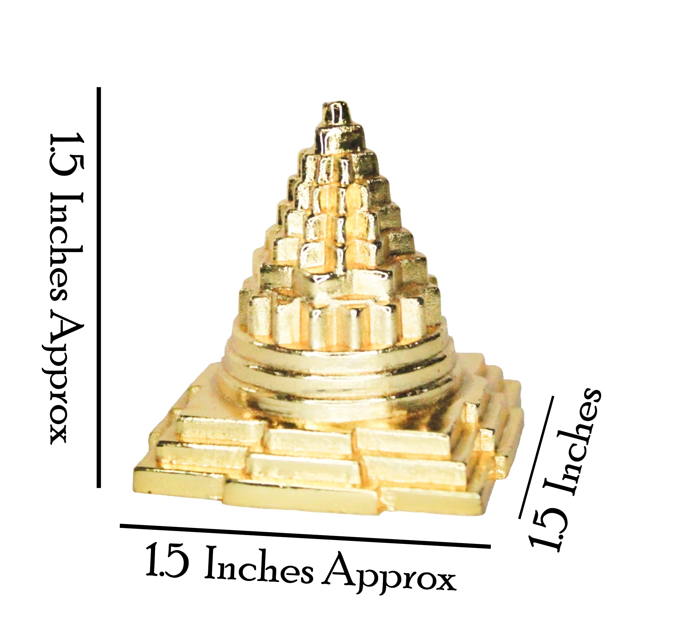 GRI9 Energized 3D Sri Meru Yantra Hinduism Home Temple Decor Ashtadhatu (Mix Metal) for Spiritual powers Vaastu Dosh Prosperity Harmony/Pooja/Gift/Diwali Puja (1.5 Inches)