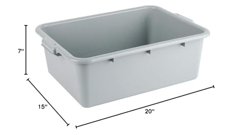 Thaweesuk Shop New 12 Pack 20" x 15" x 7" Gray Polypropylene Plastic Bus Dish Restaurant Tub w/Lid of Set
