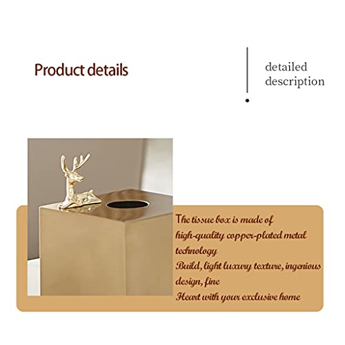 Cosmetic Tissue Box,Modern Rectangle Paper Dispenser,Rectangular Holder for Storage On Bathroom Vanity, Countertop, Bedroom Dresser, Night Stand, Desk, Table (Color : Golden Deer)