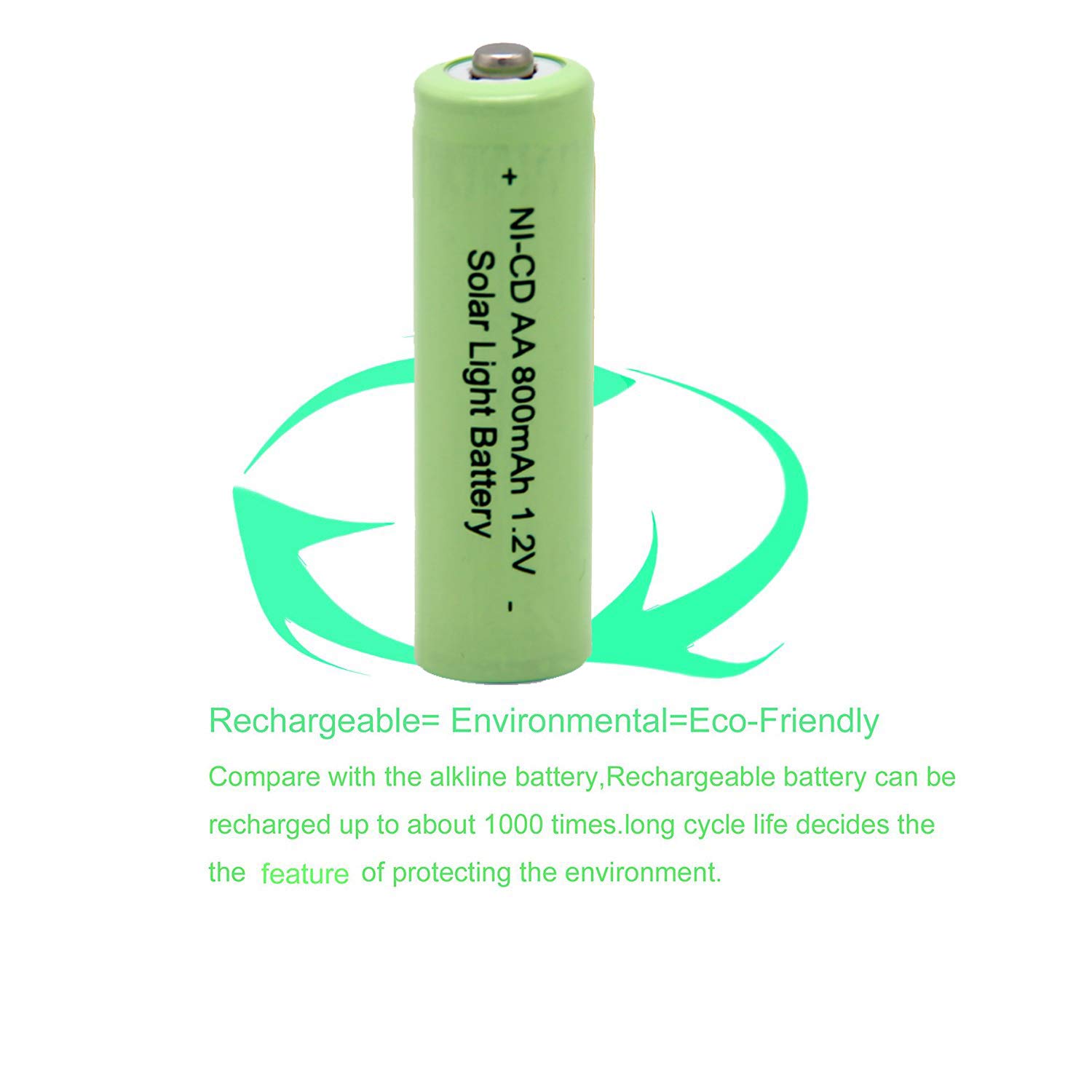 QBLPOWER Ni-CD AA 800mAh 1.2V Rechargeable Battery for Solar Outdoor Lights Lamp Garden Yard Lawn(8 Pieces)