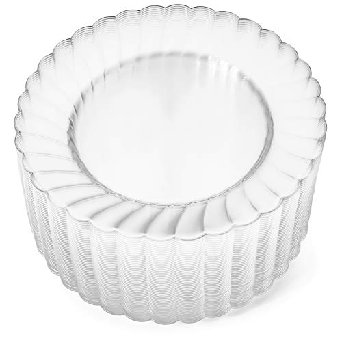 Oasis Creations Premium Hard Plastic Plate Set 100 x 6β Clear Round Plates - Washable & Reusable - Party Supplies For Birthdays, Celebrations, Buffets, Fiestas, Catering & More