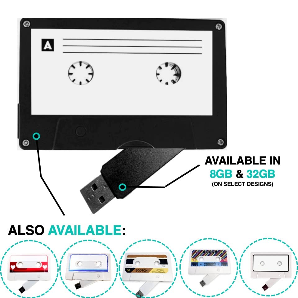 MASHTAPE Basics – Vintage Cool Design 32GB. Cassette Tape Shaped USB Flash Drive, Thumb Drive, Jump Drive for Thoughtful, Nostalgic Gift. Mixtape for DJ, Photographer