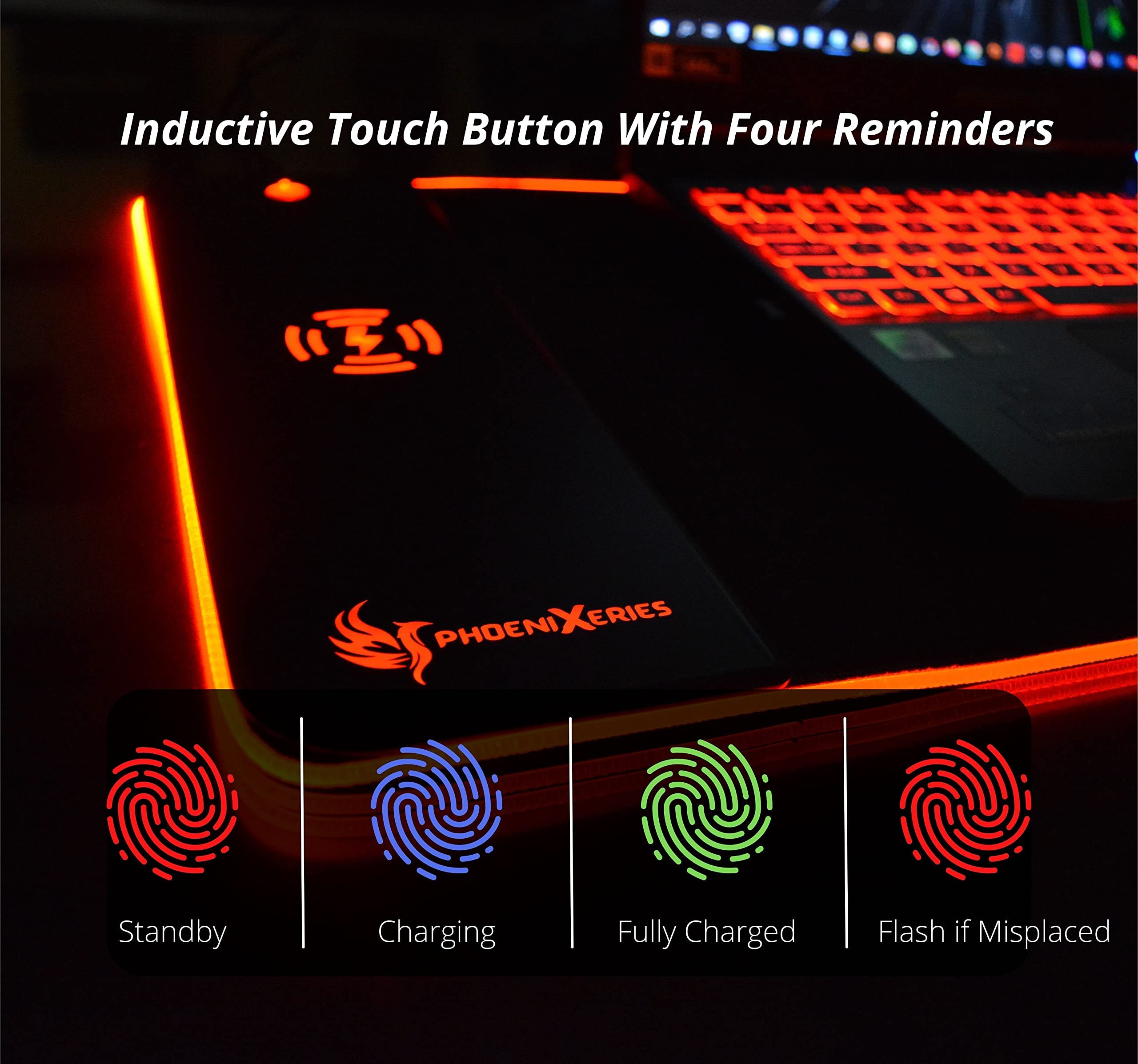 PhoeniXeries RGB Wireless Charging Mouse Pad 15W, XL 900x300x4MM Mouse Mat, RGB Mouse Pad with Wireless Charging, Keyboard Mat for Gaming