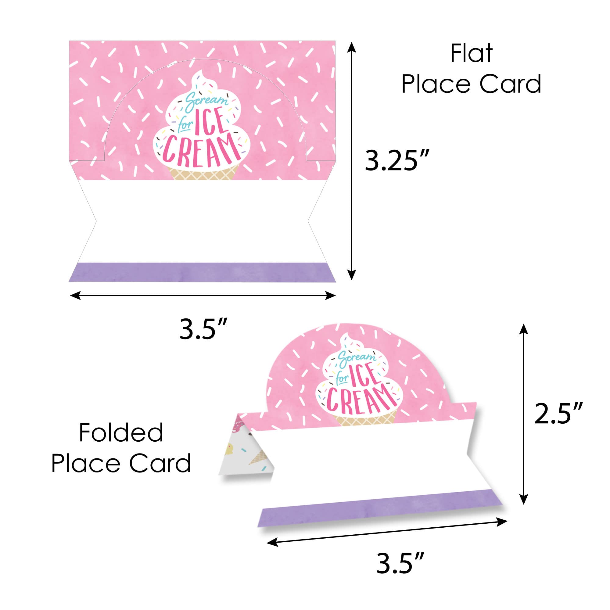 Big Dot of Happiness Scoop Up the Fun - Ice Cream - Sprinkles Party Tent Buffet Card - Table Setting Name Place Cards - Set of 24