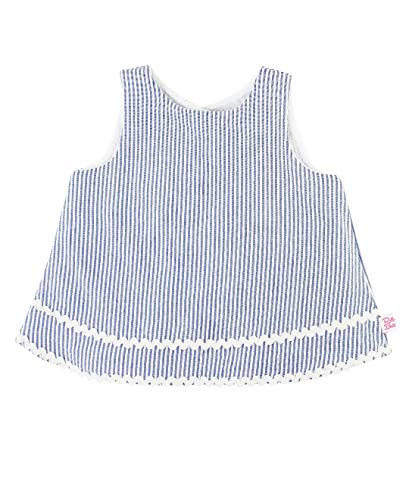 RuffleButts® Baby/Toddler Girls Blue Seersucker Swing Top - 0-3m