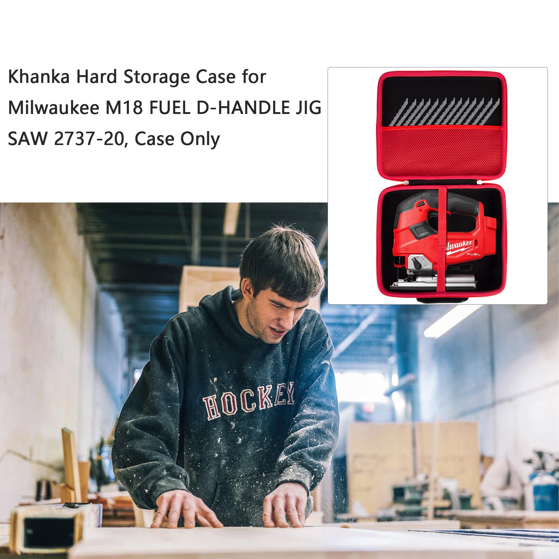 khanka Hard Storage Case Replacement for Milwaukee M18 FUEL D-HANDLE JIG SAW β2737-20, Case Only