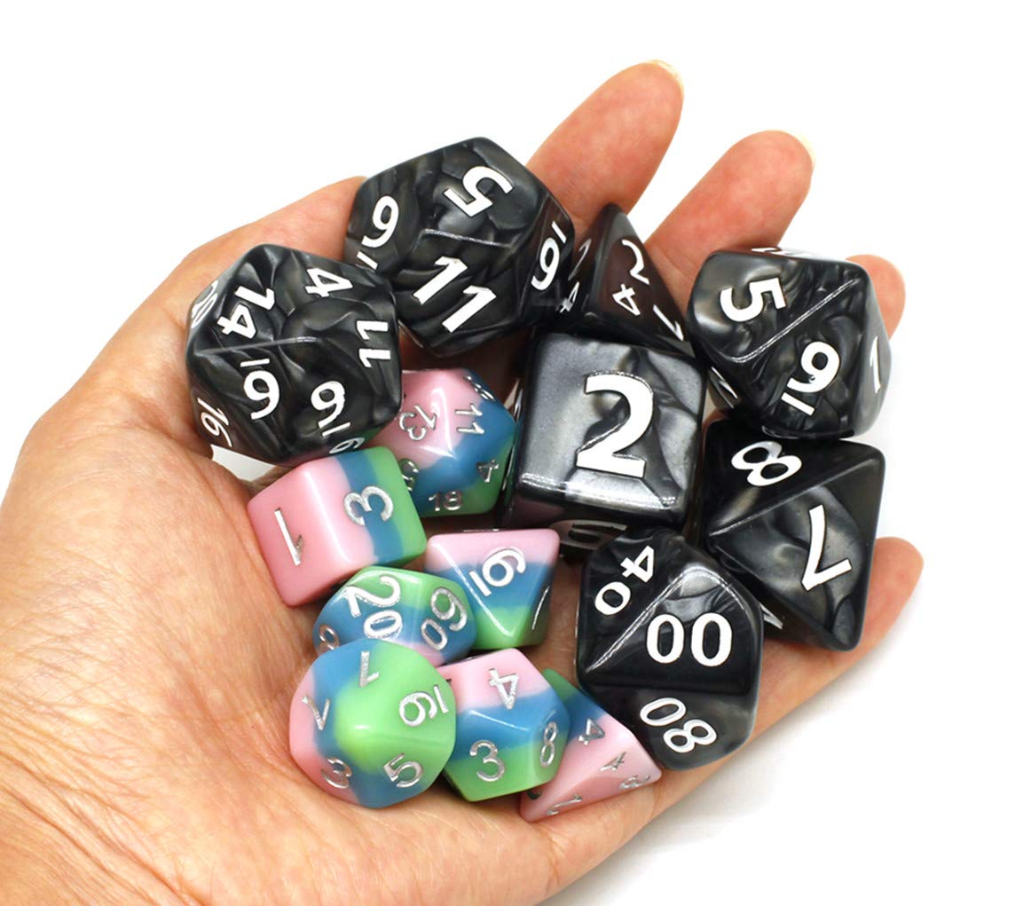 Dice- DND Dice Set 25mm RPG Dice for Dungeons and Dragons D&D Pathfinder MTG Role Playing Dice Giant Black Polyhedral Dice with Dice Bag