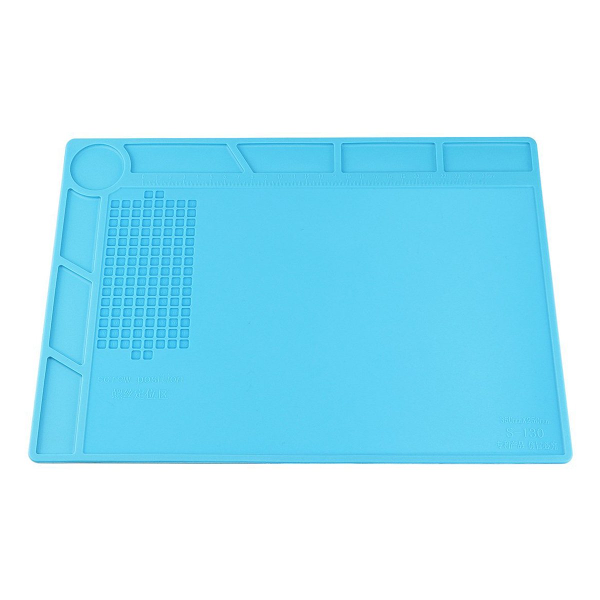 XOOL Heat Resistant Soldering Mat - Blue Magnetic Silicone Work Mat with Scale Ruler and Screw Position, Silicone Soldering Repair Mat for Soldering, Phone, Laptop, Tablet, Watch Repair(13.7''×9.76'')