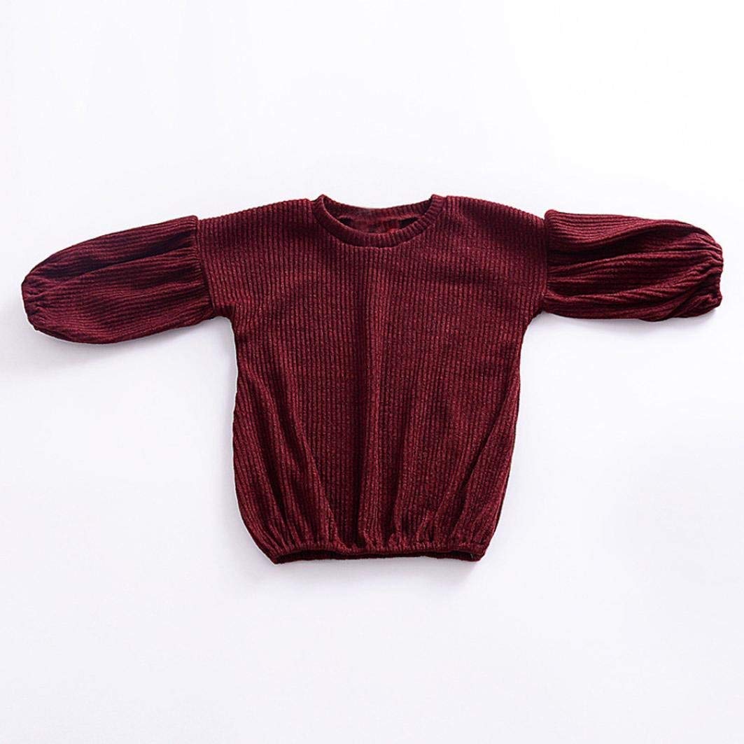 GRNSHTS Baby Girls Loose Long Lantern Sleeve Knit Sweater (A Wine, 18-24 Months)