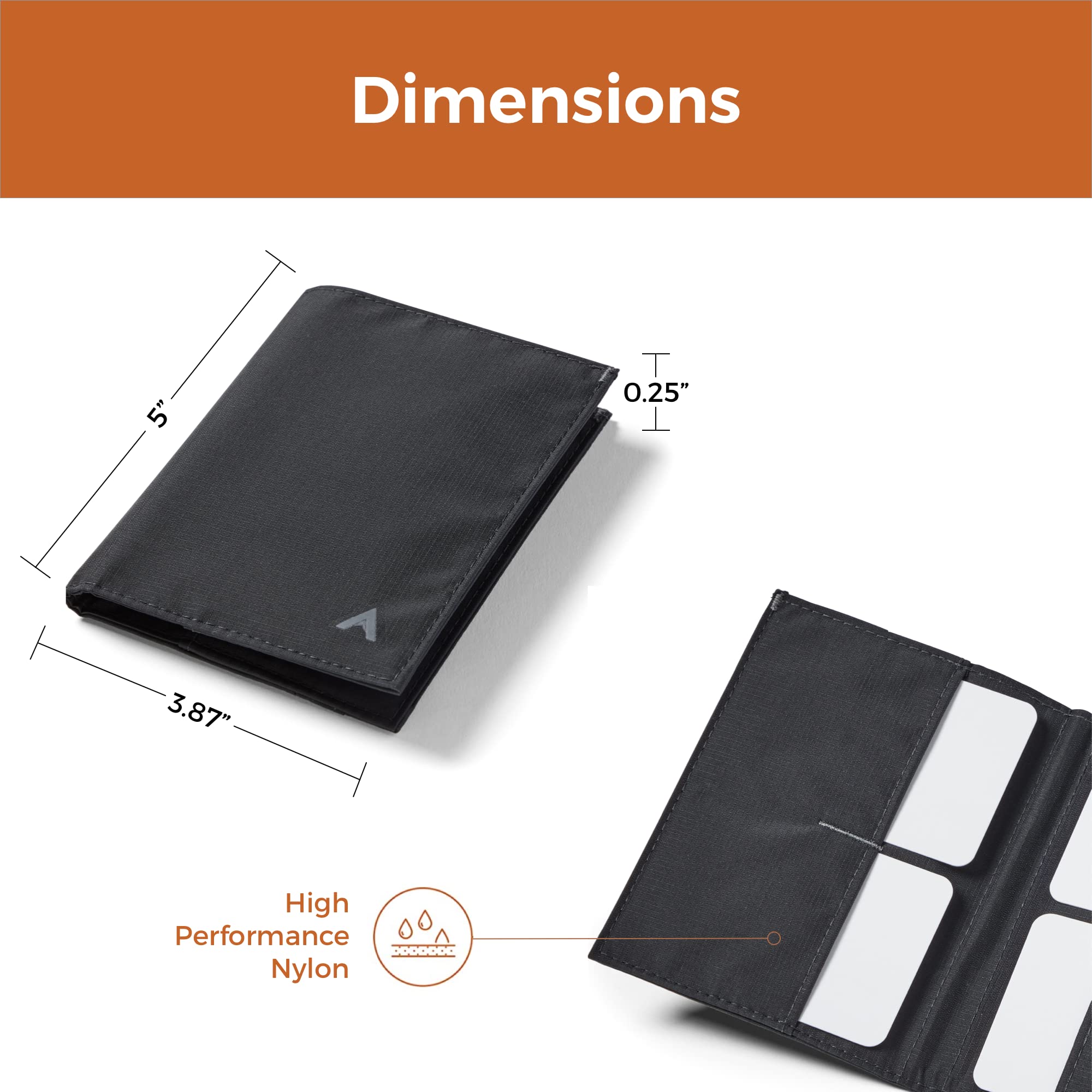 Allett Coin Wallet 2.0, Jet Black | Nylon, RFID Blocking, Velcro Pocket, Slim, Minimalist, Bifold, Water Resistant, Thin, Front Pocket | Holds 4-24+ Cards, Flat Bills & Receipts | Made in the USA