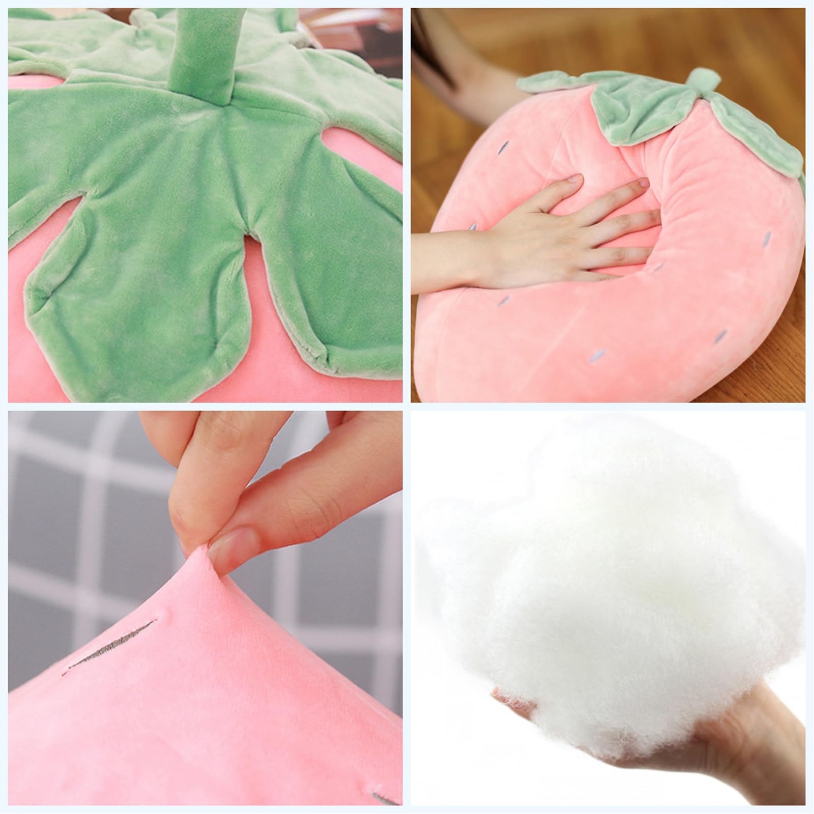Fawowe Strawberry Plush Pillow Super Soft Fruit Strawberry Stuffed Toy Cute Strawberry Plushie Hugging Pillow Cushion for Kids Toys, 7.8inch