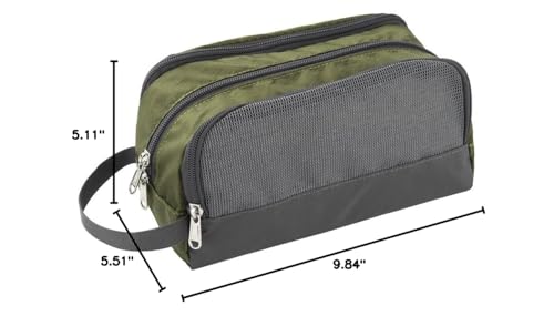 Yeiotsy Toiletry Bag, Light Mesh Travel Toiletry Organizer for Weekend Trip Gym Bag Mens Shaving Kit Bag (Army Green)