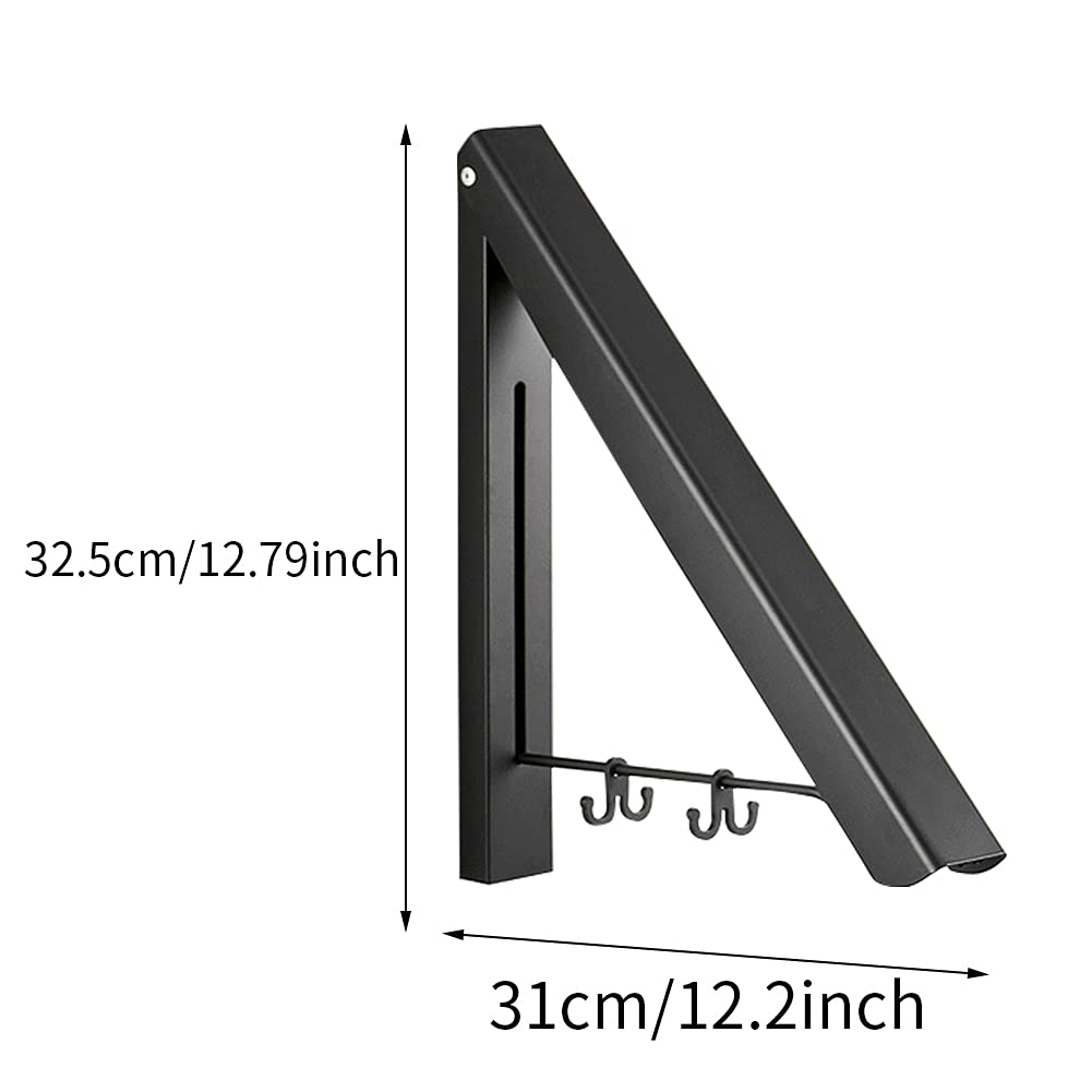 Etiger Wall Stand, Triangle Organizer Bracket, Expandable and Collapsible Hanging Rack, Perfect for Clothes and Towels Ideal for Bathrooms, Dorm Rooms, & Condos(Black)