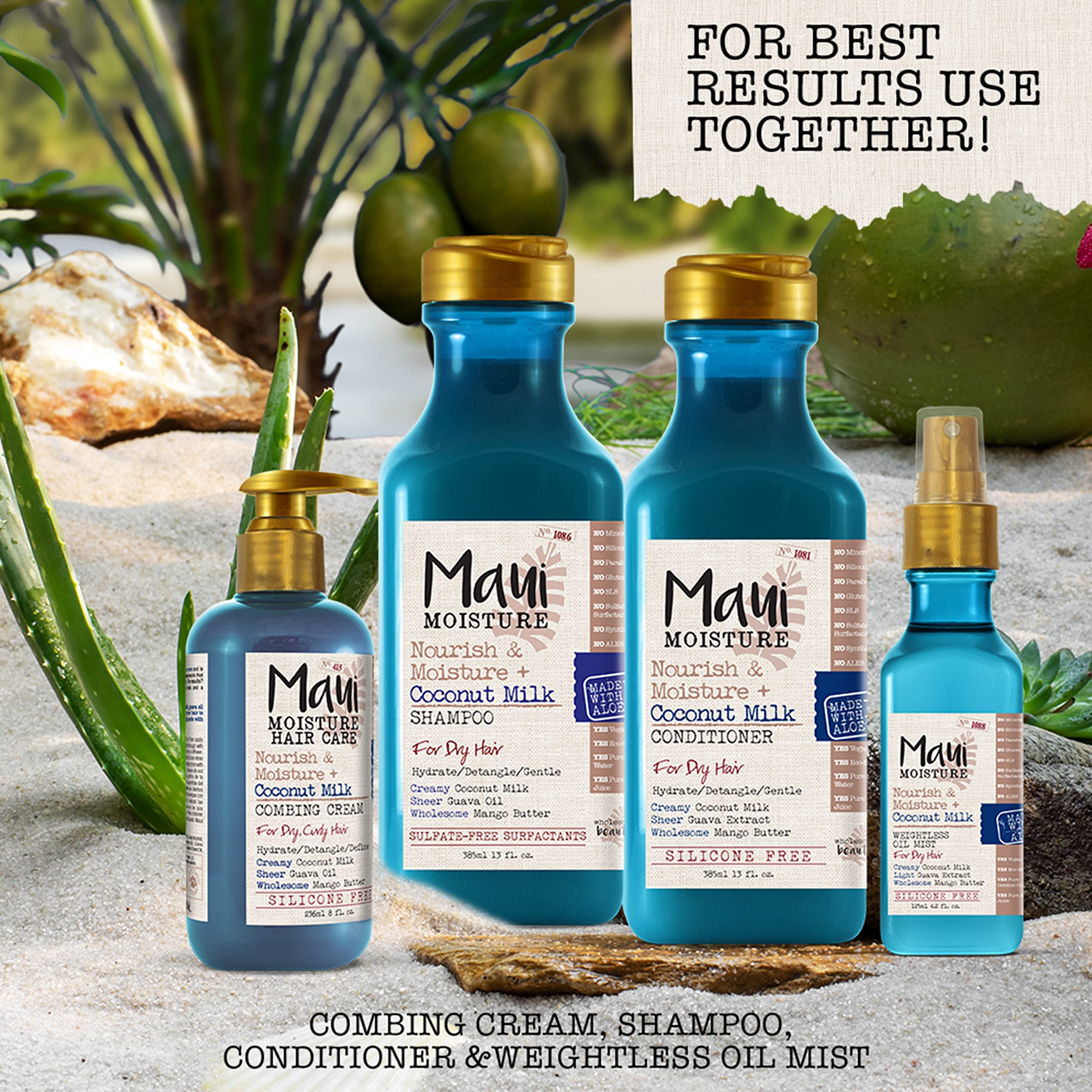 Maui Moisture Nourish & Moisture + Coconut Milk Conditioner to Hydrate and Detangle Curly Hair, Lightweight Daily Moisturizing Conditioner, Vegan, Silicone & Paraben-Free, 13 fl oz
