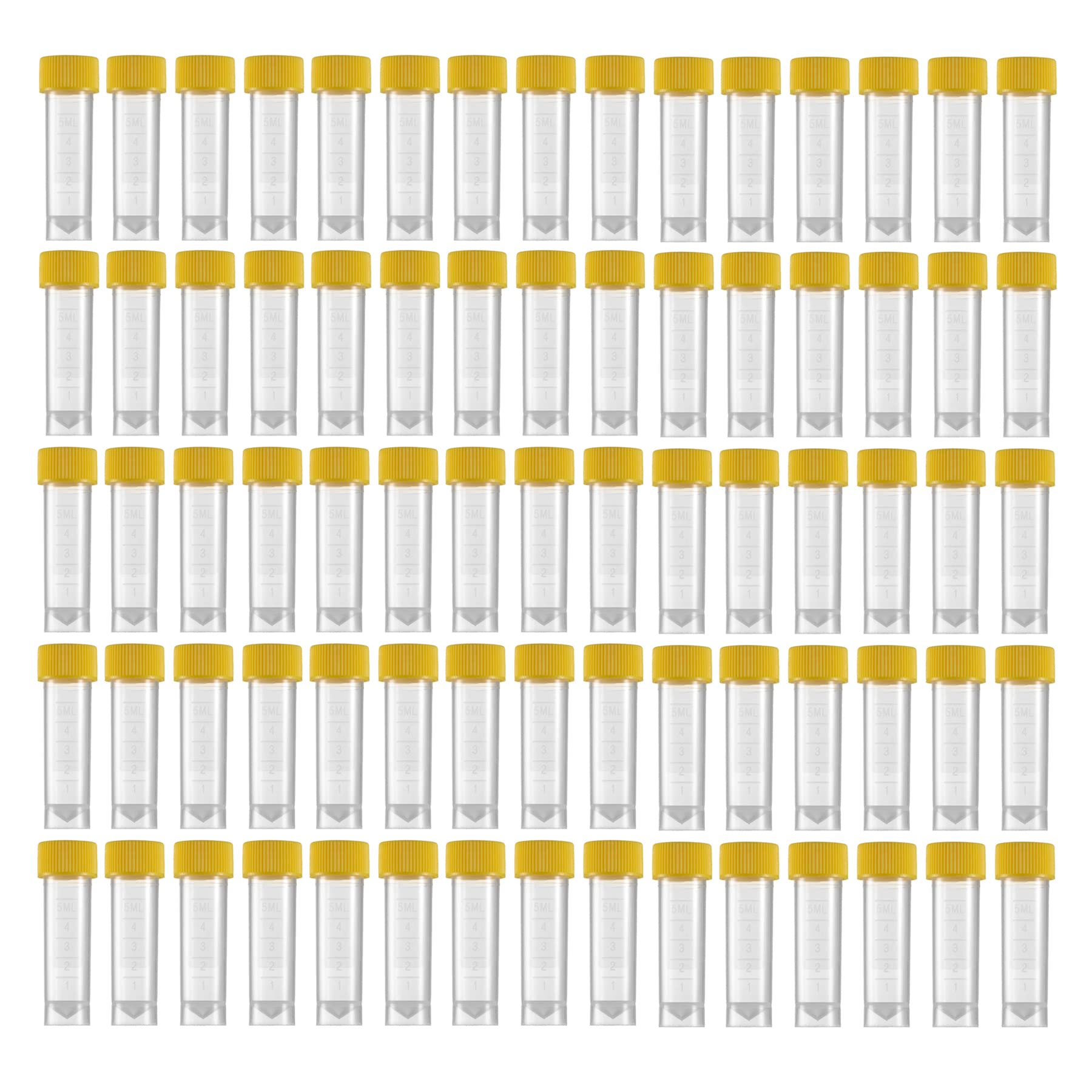 Eowpower 80 Pieces 5 ml Flat Bottom Plastic Graduated Sample Vial Tube with Screw Caps, Small Sample Bottles with Lid