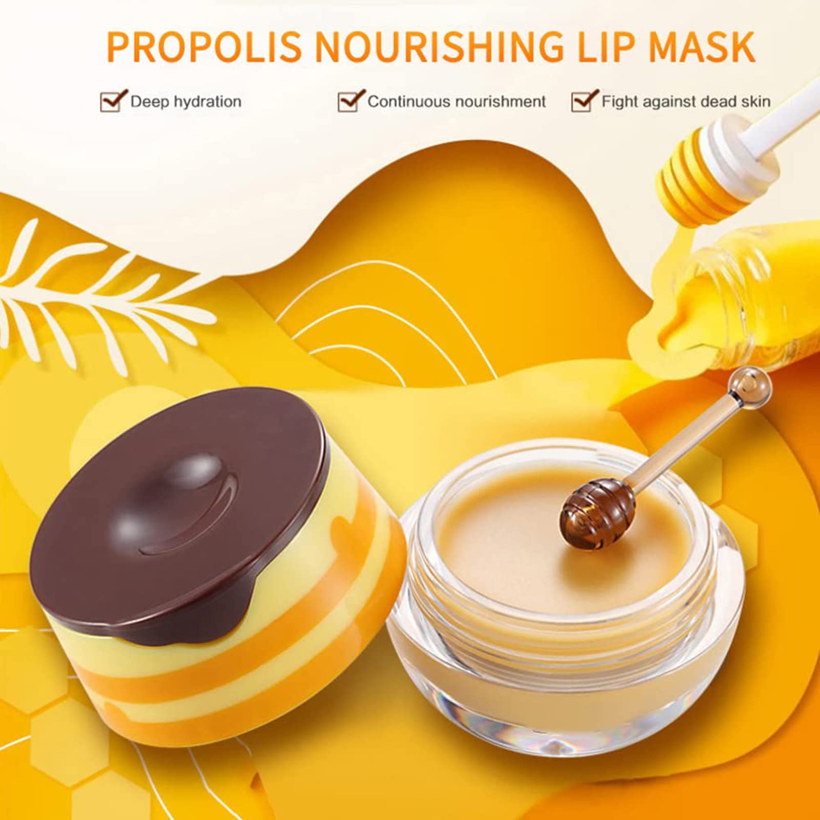 Balm Lip Balm Honey Pot, Propolis Lip Balm, Strawberry Mask, Moisturizing Lip Balm Sleeping Lip Mask Hydrating, Lip Scrubs Exfoliator
