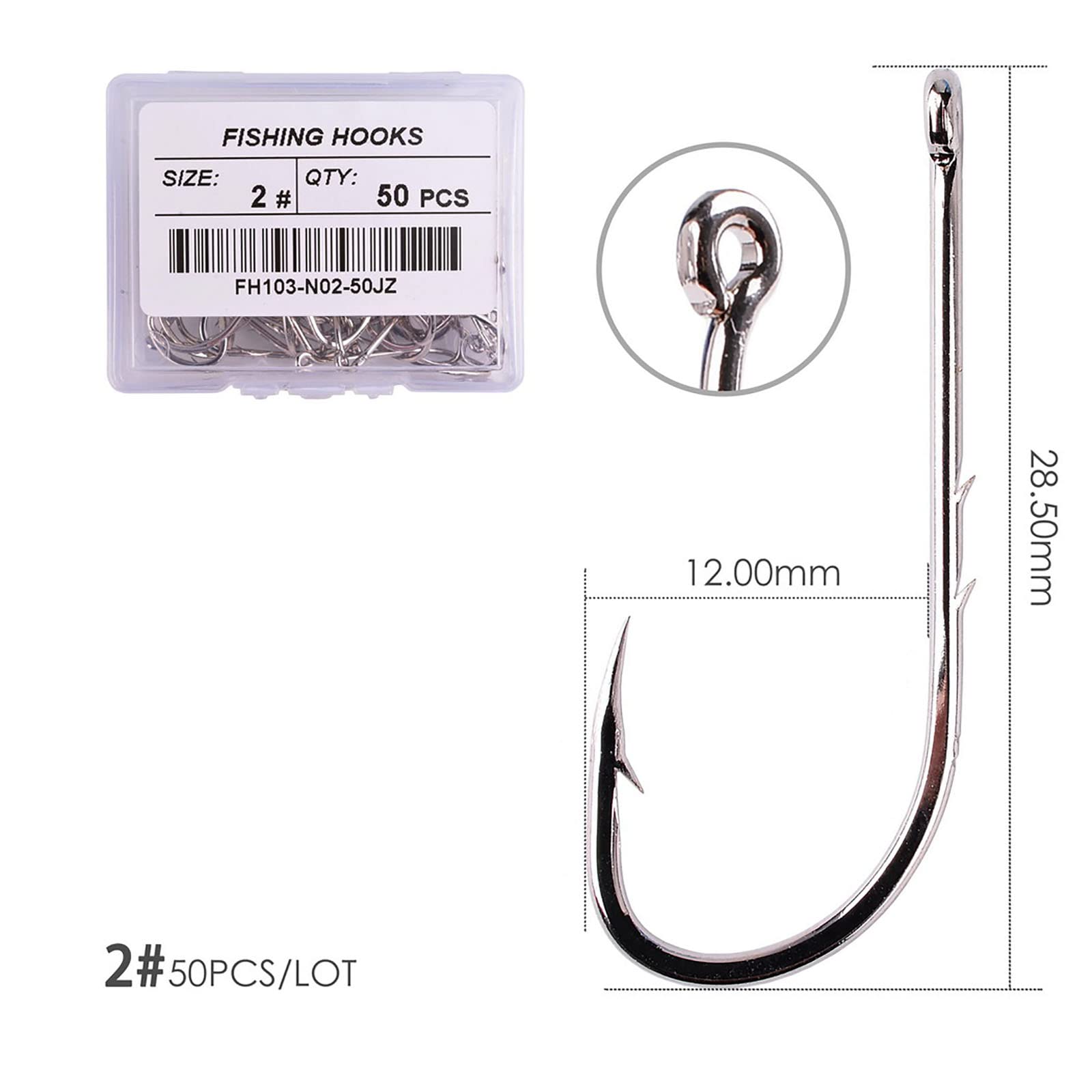 Adoolla 50pcs Bait Holder Hooks, Long Shank Fishing Hook, Straight Handle High Carbon Steel Sharp Barbed Bait Hook Fishing Tackle Accessories 12#