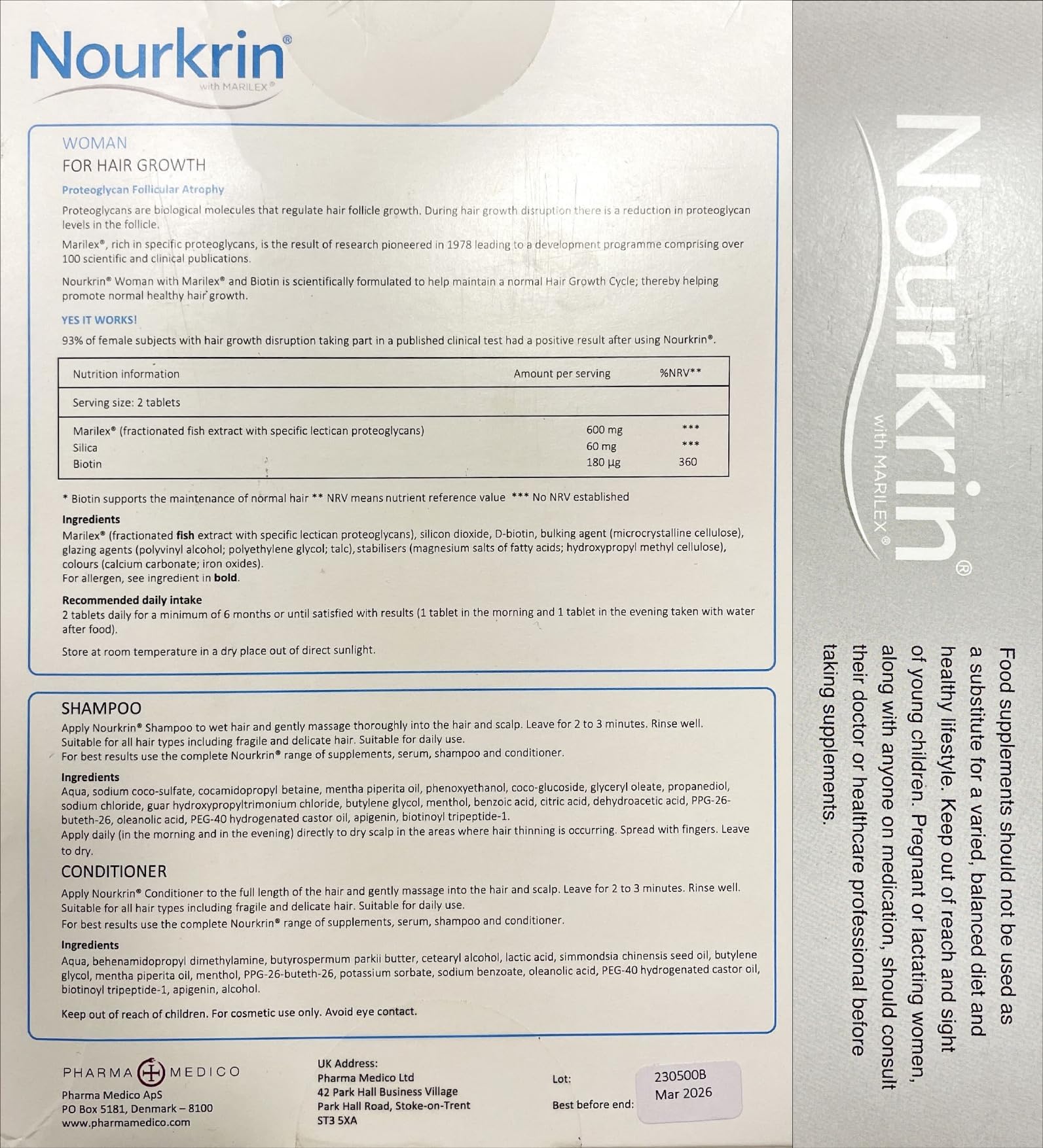 Nourkrin Woman Value Pack 180 Tablets,Shampoo and Conditioner