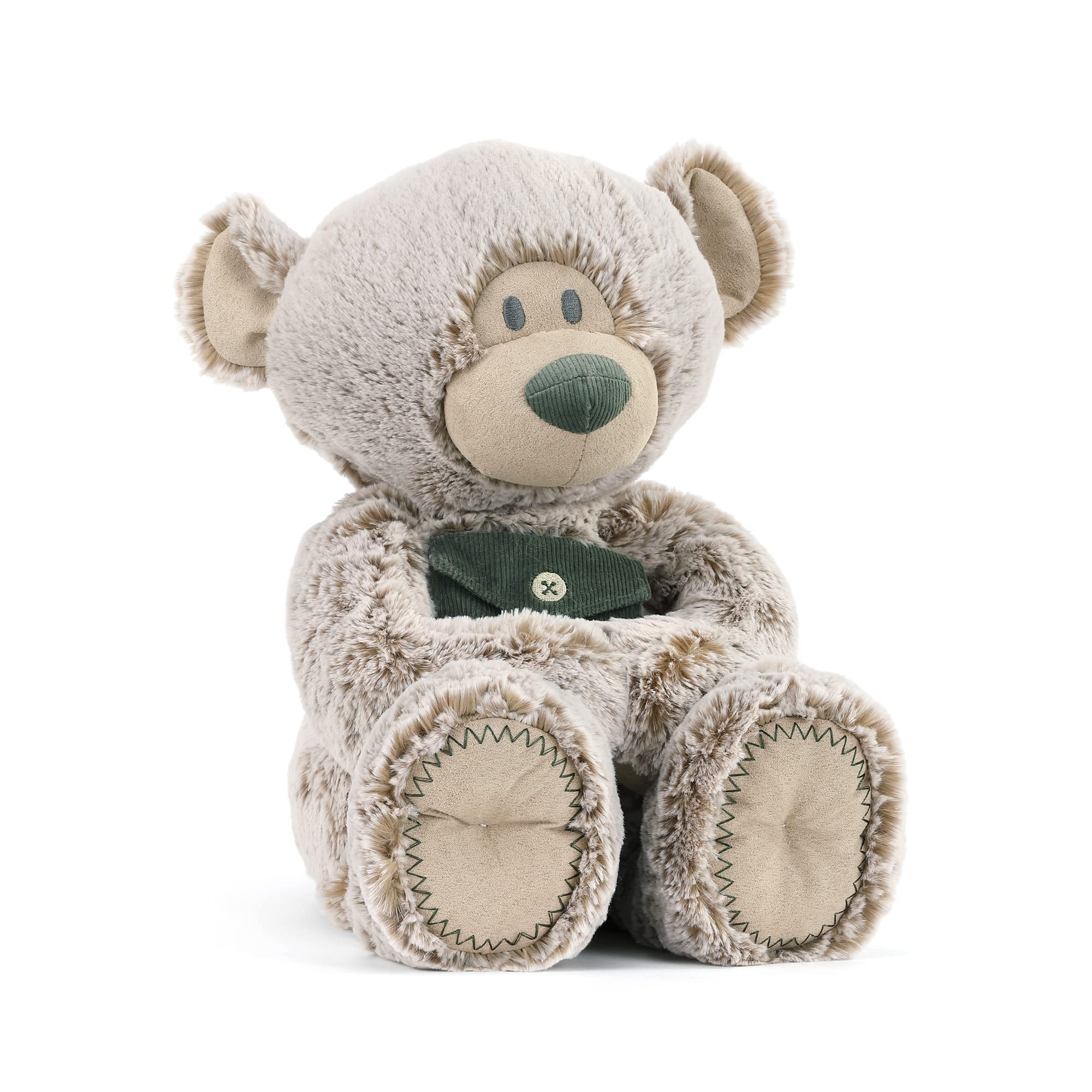 DEMDACO Pocket Prayer Teddy Bear Soft Grey 16 inch Plush Fabric Stuffed Animal Toy