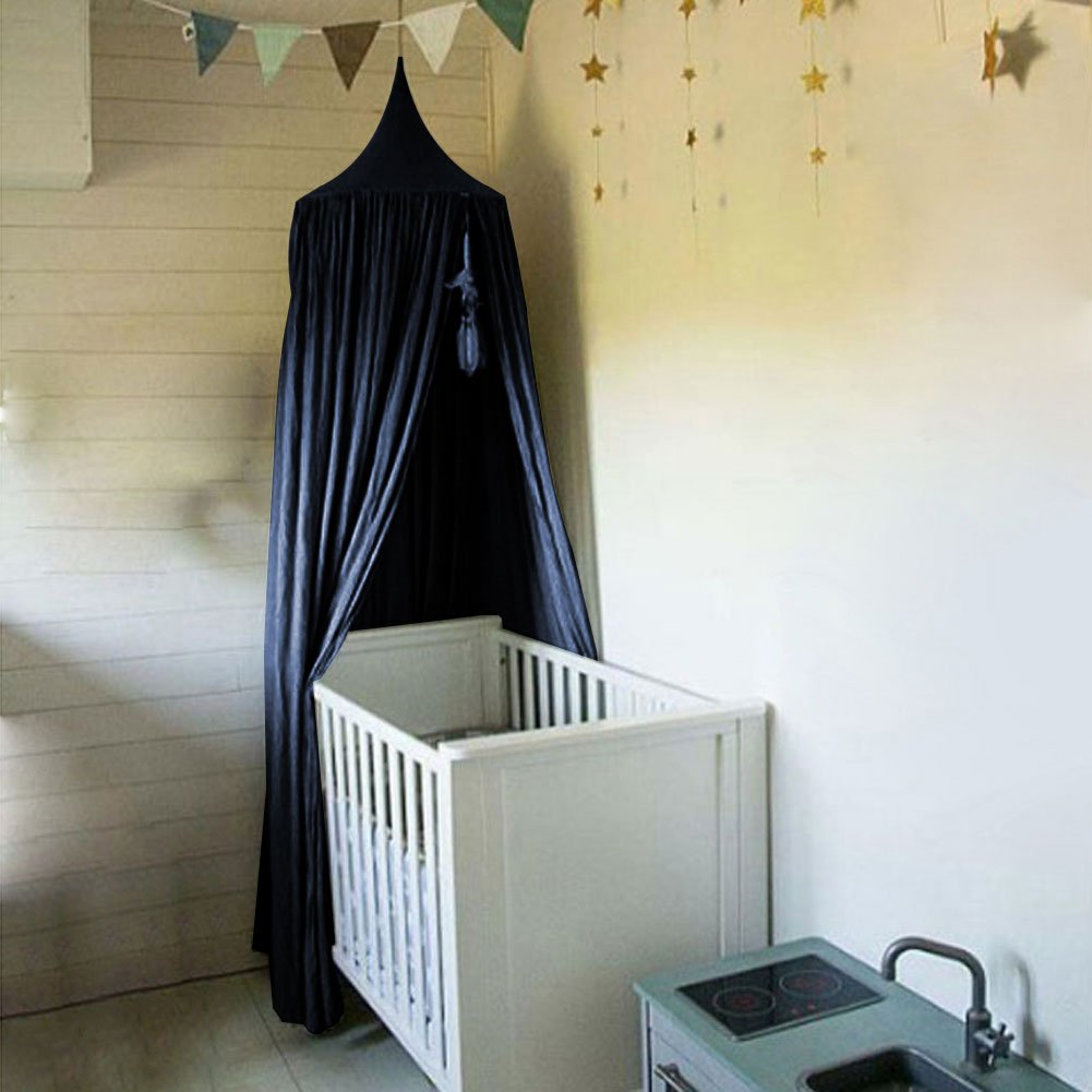 Yosoo Baby Bedding Round Dome Bed Canopy Kids Play Tent Hanging Net Curtain for Baby Kids Reading Playing Sleeping Room Decoration, Dark Blue