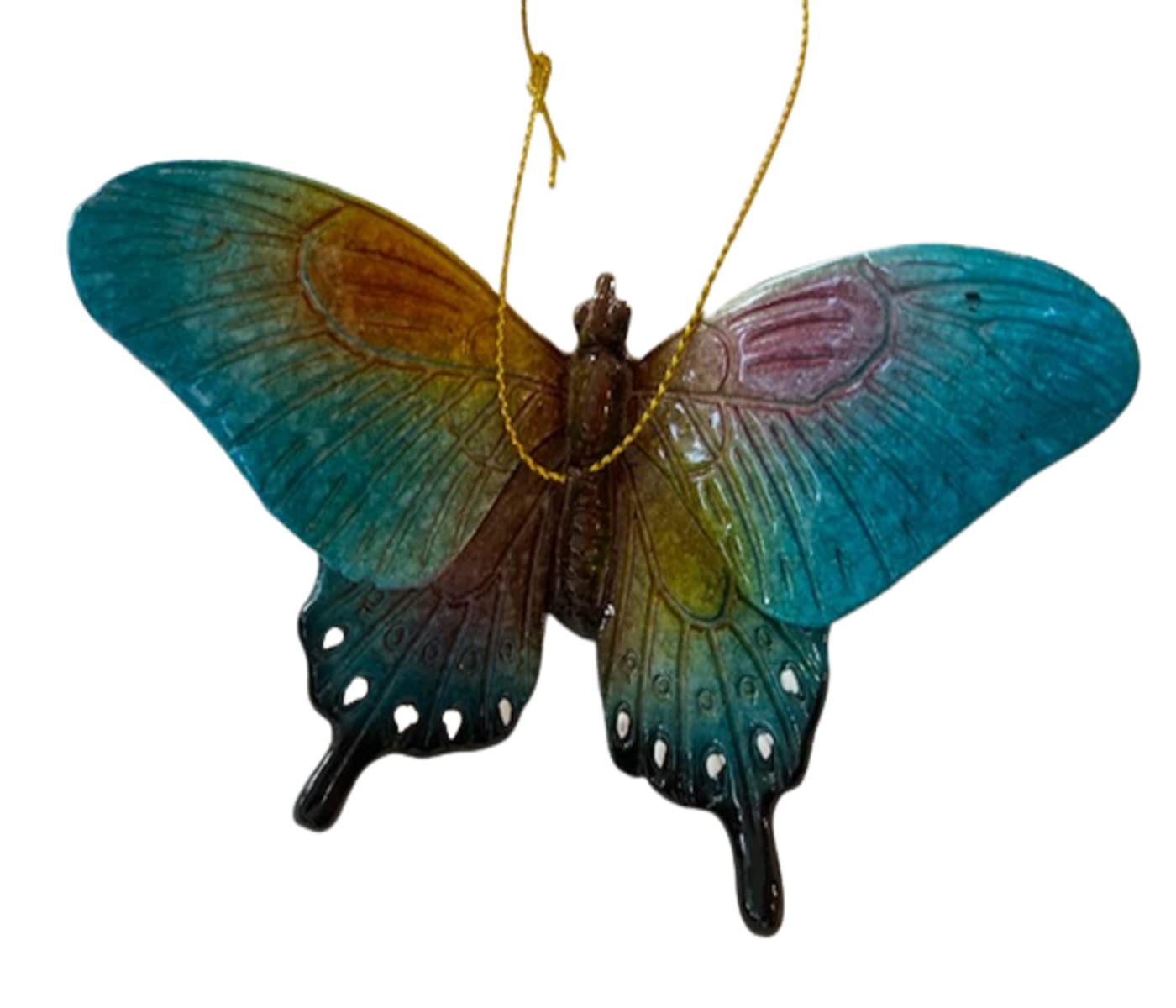 Butterfly Christmas Ornament, Garden Holiday Tree Decorations by Christmas Market Ornaments - Polystone Blue