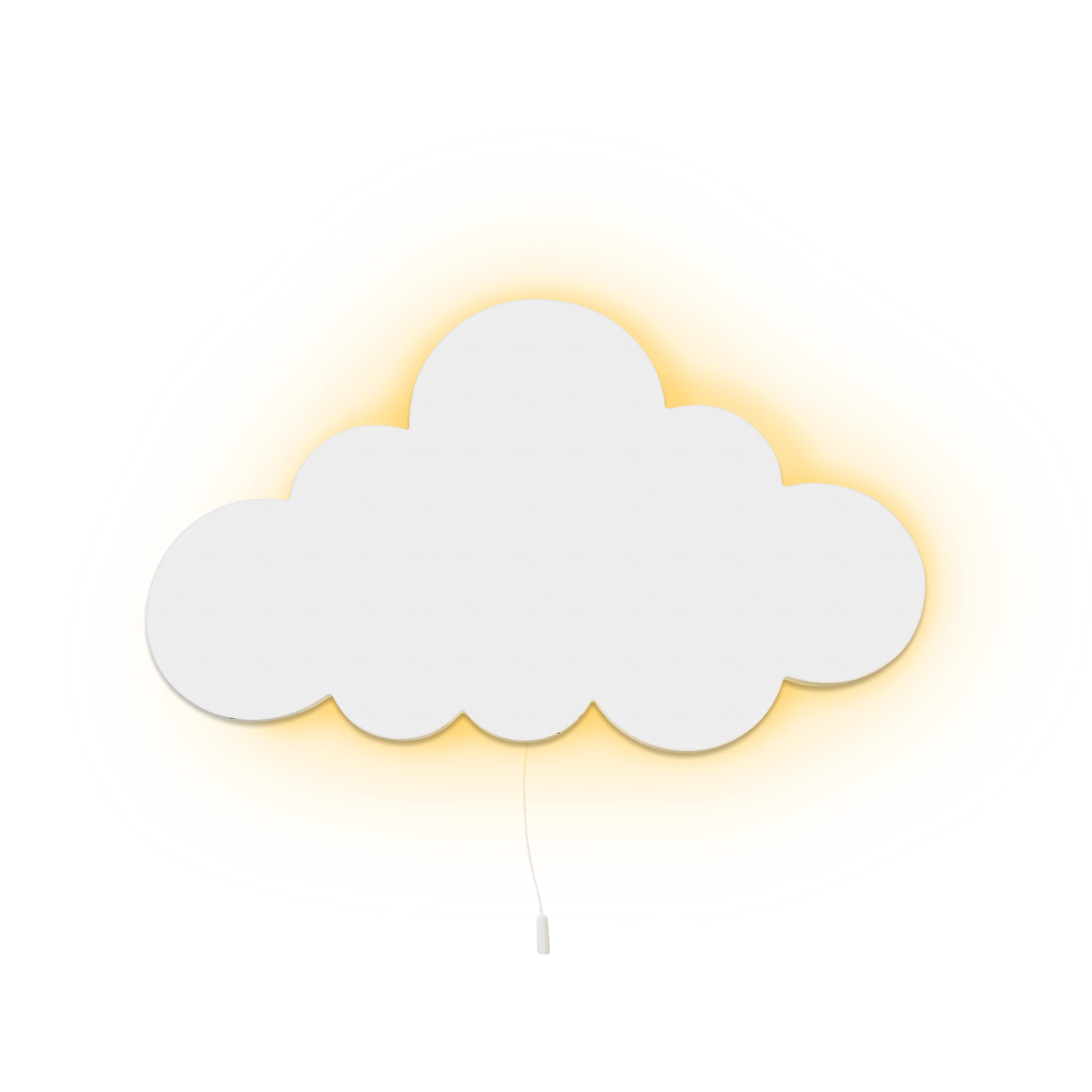 Adorable Decorations LED Night Light for Baby Boy / Baby Girl Nursery Decor - Wall Mounted Lamp for Baby Room with Pull Down String (Set of 2 White Clouds)
