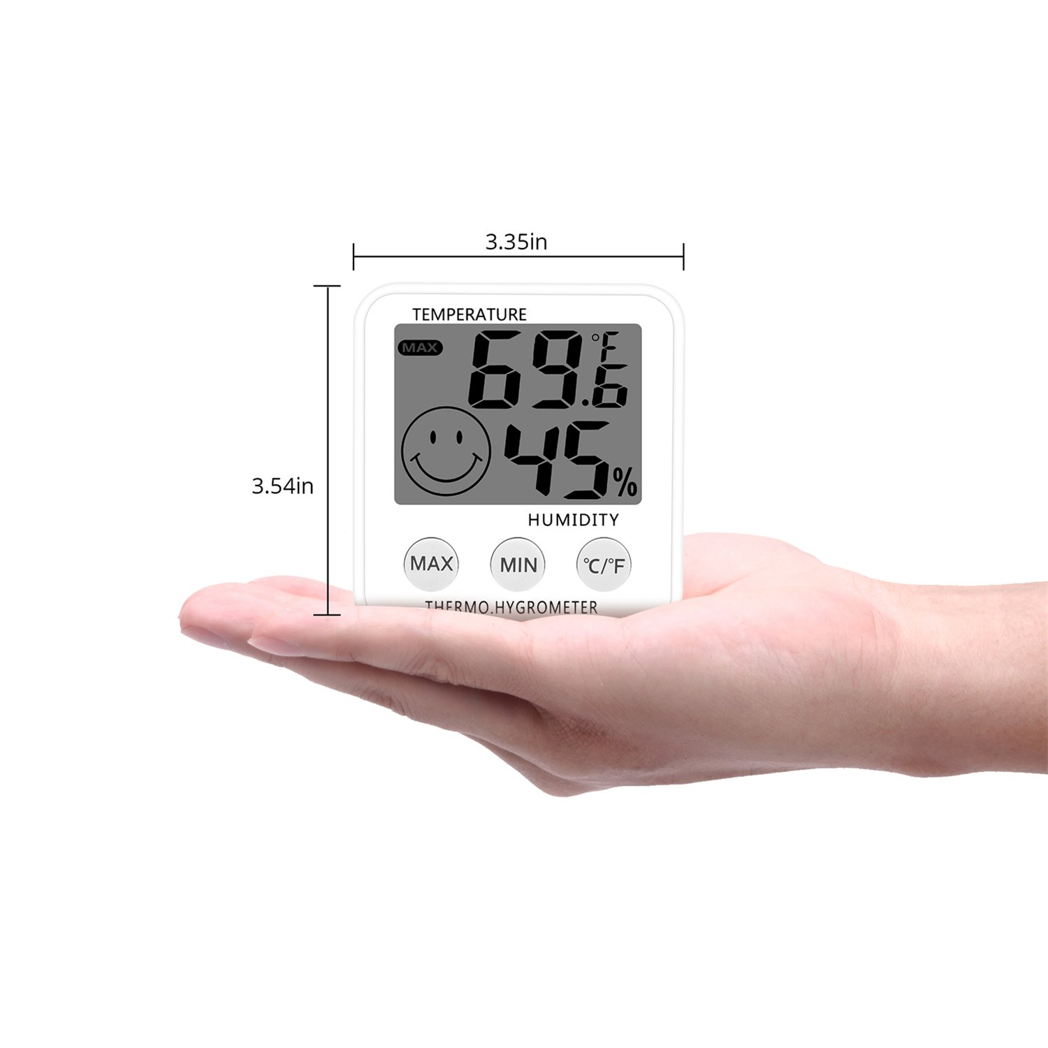 Digital Thermometer Indoor Hygrometer Humidity Meter Room Temperature Monitor Large LCD Display Max/Min Records for Home Car Office White by SoeKoa (2 Pack)