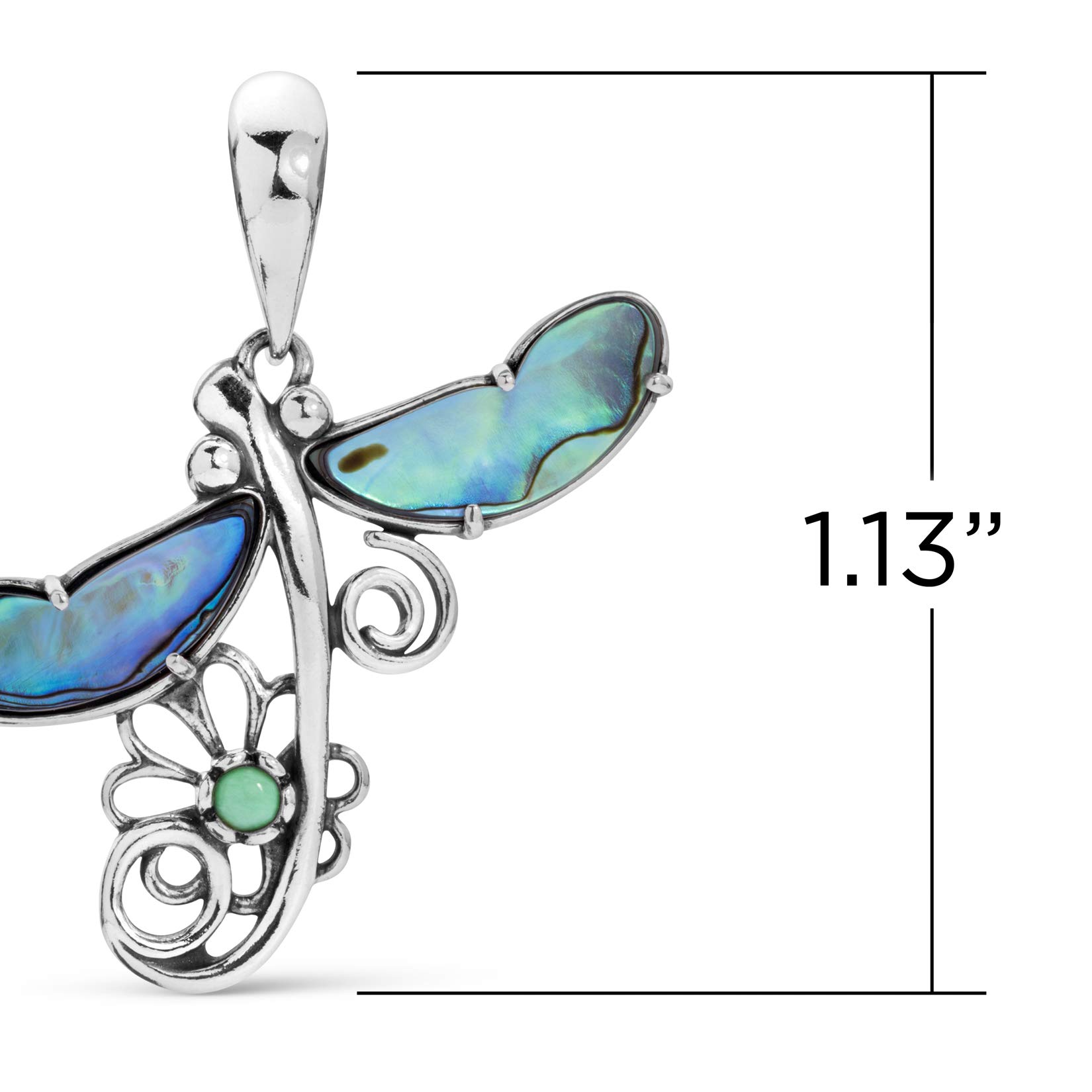 American West Jewelry Fritz Casuse Sterling Silver Abalone and Variscite Dragonfly Pendant Enhancer