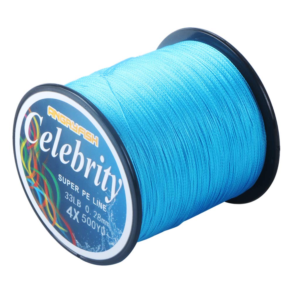 AngryFish 4 Strands Super Strong Braided Fishing Line- Less Expensive -Zero Stretch -Small Diameter-Suitable for Novice Fishermen(Blue,10LB/0.10MM-150YD)