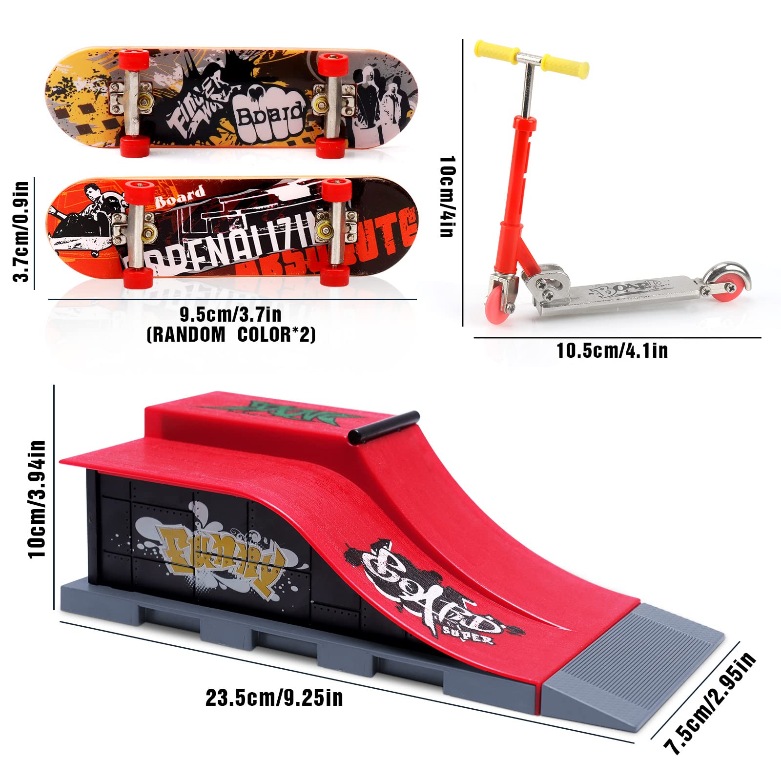 EPOGG Mini Finger Skateboard Ramp Set, Skate Park Kit Ramp with Tools for Fingerboards Training Props Interactive Freestyle Skate Game, Finger Skateboards for Adults & Kids